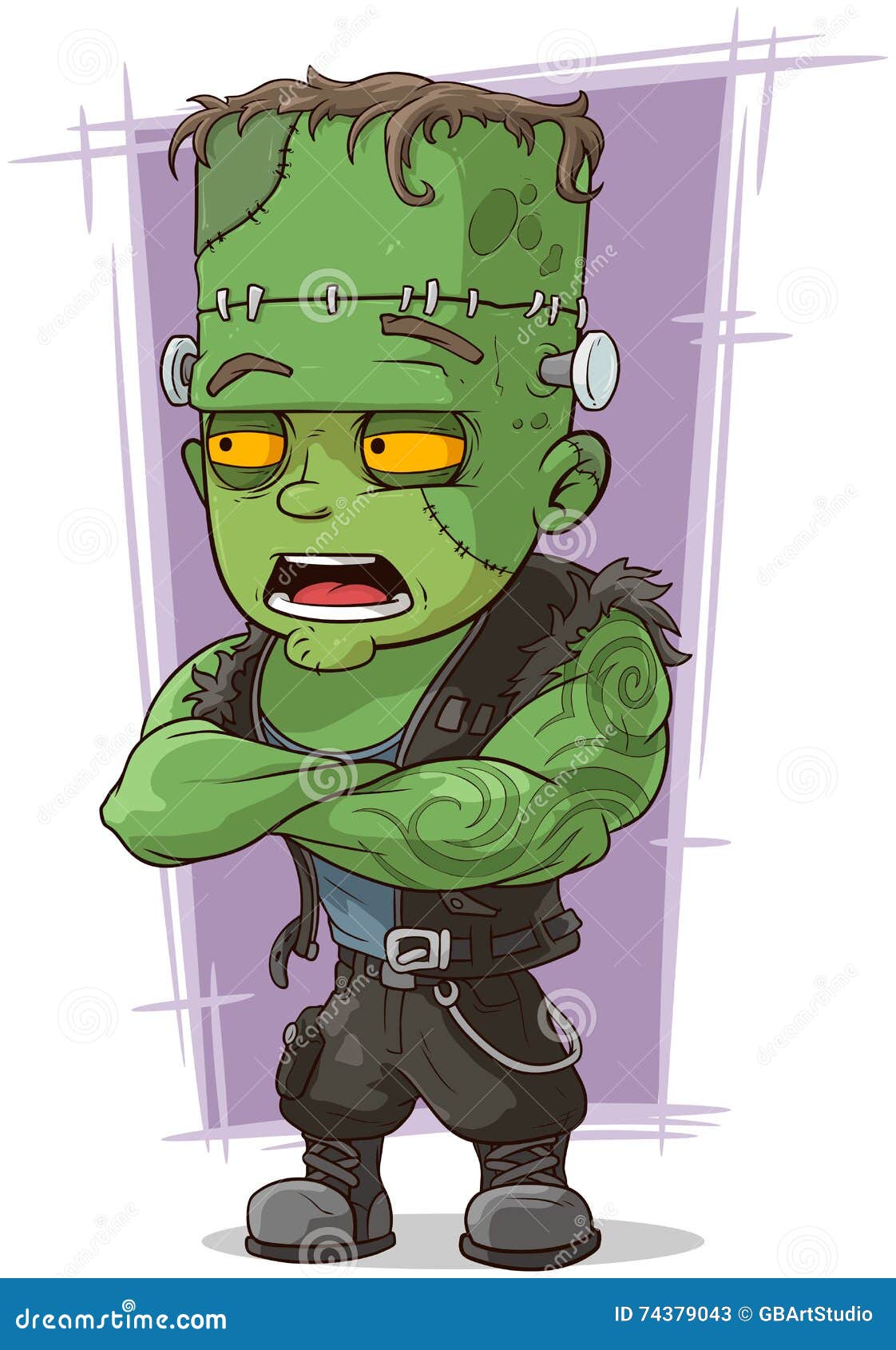 Scary Green Alien, Humanoid Cartoon Character With Big Eyes Oval Shape ...