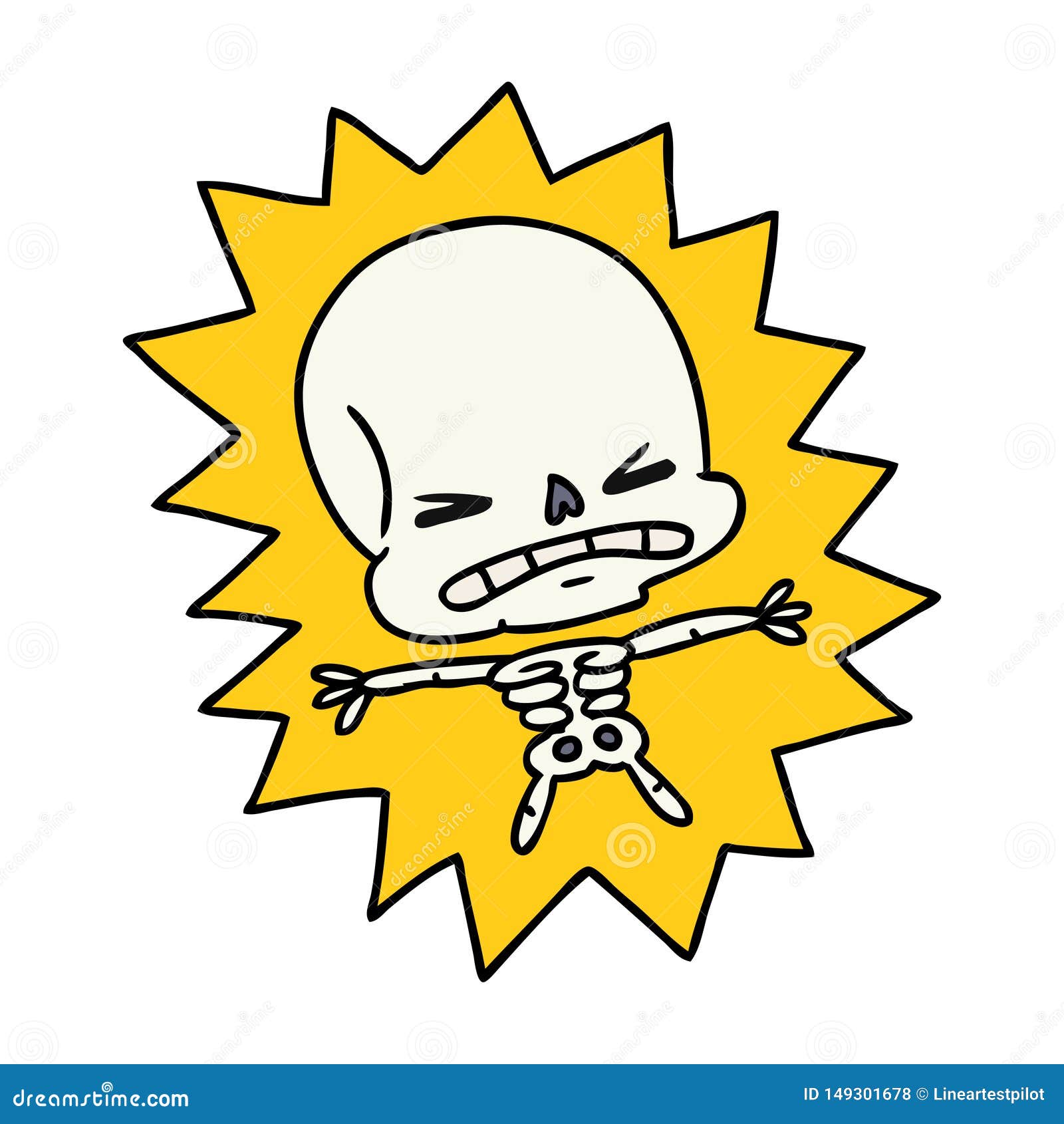 Cartoon of a Scary Skeleton Stock Vector - Illustration of doodle ...