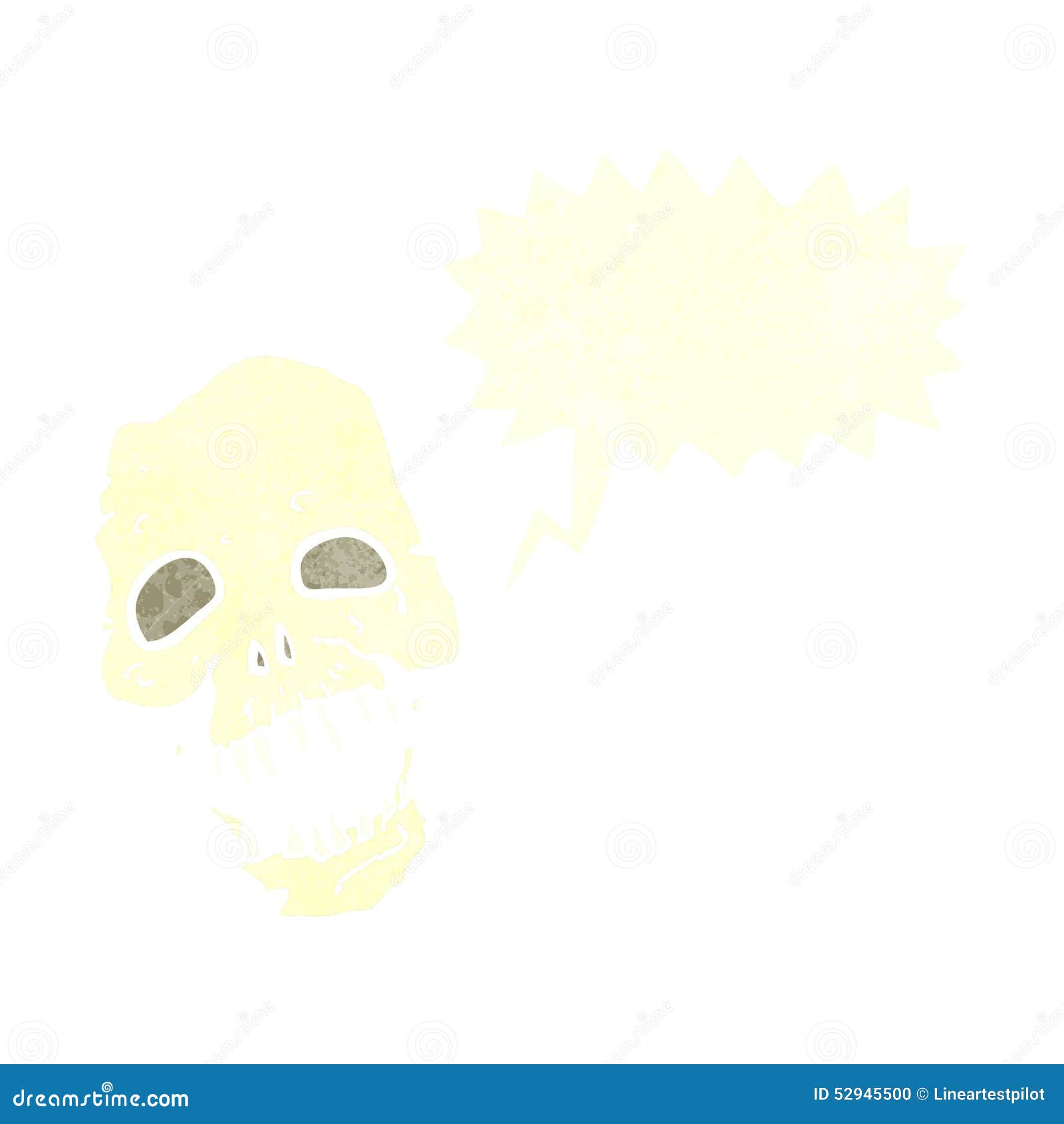 Cartoon Scary Skull with Speech Bubble Stock Illustration ...