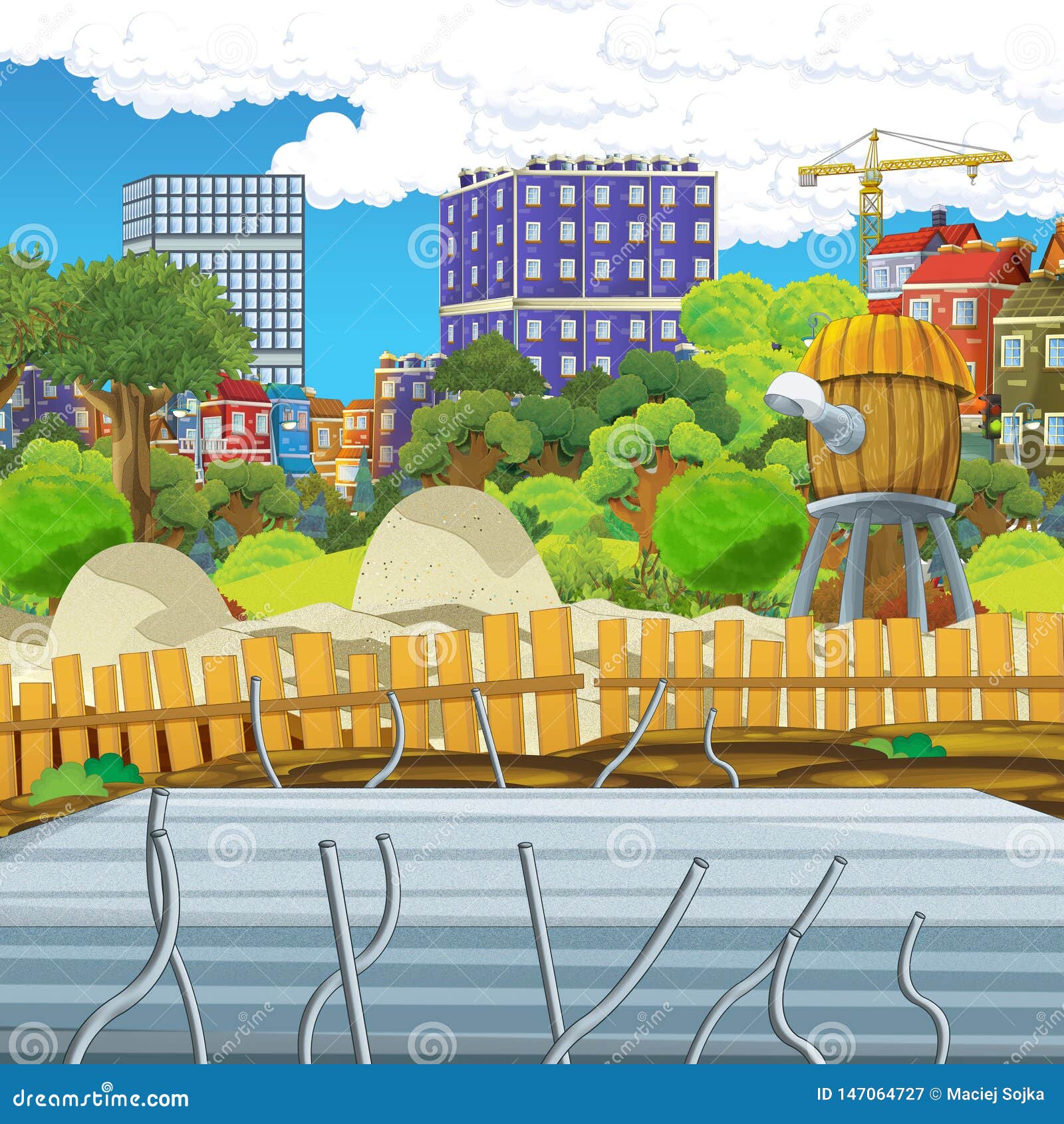 Cartoon Scene of Construction Site for Different Usage Stock ...