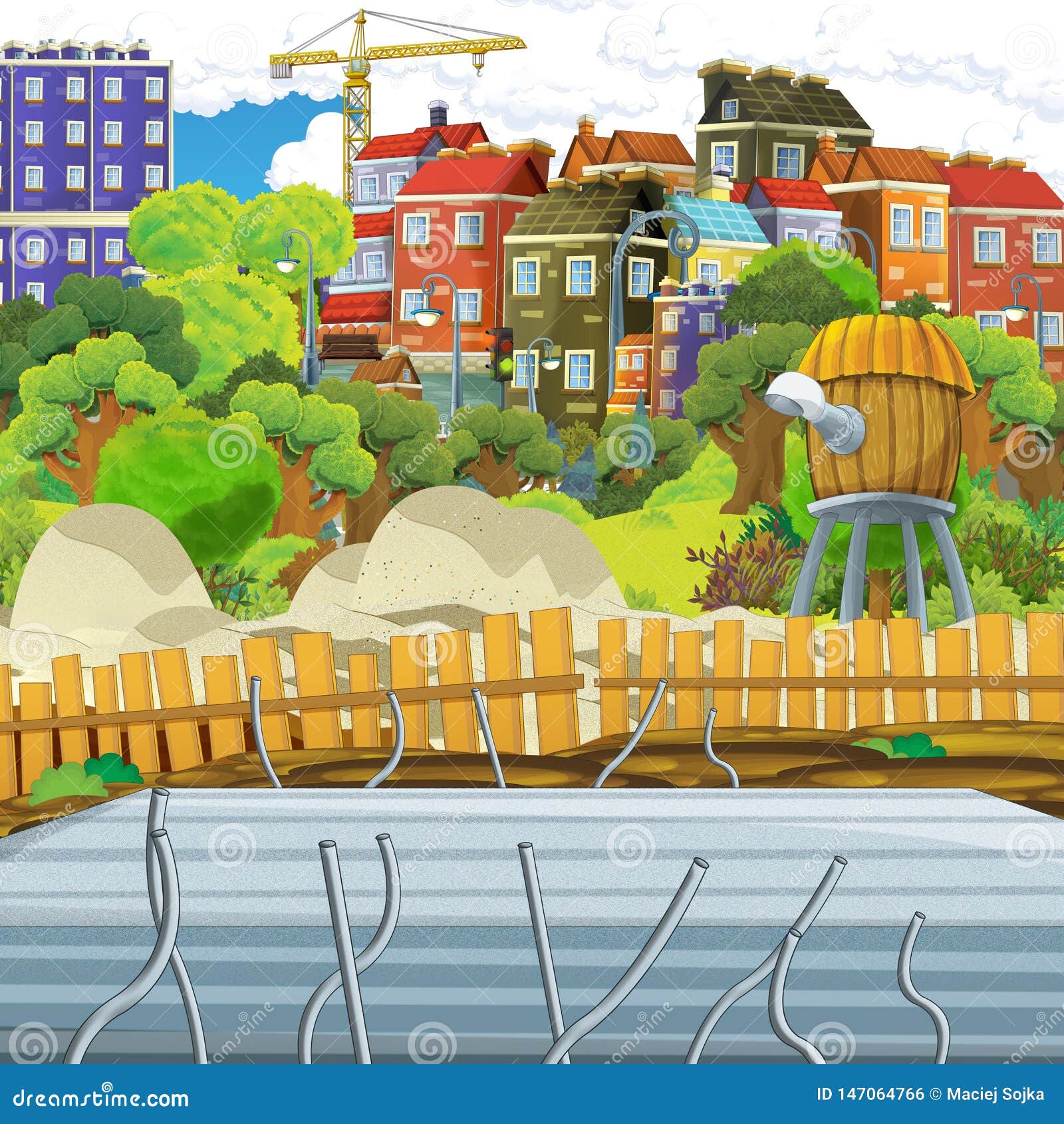 Cartoon Scene of Construction Site for Different Usage Stock ...