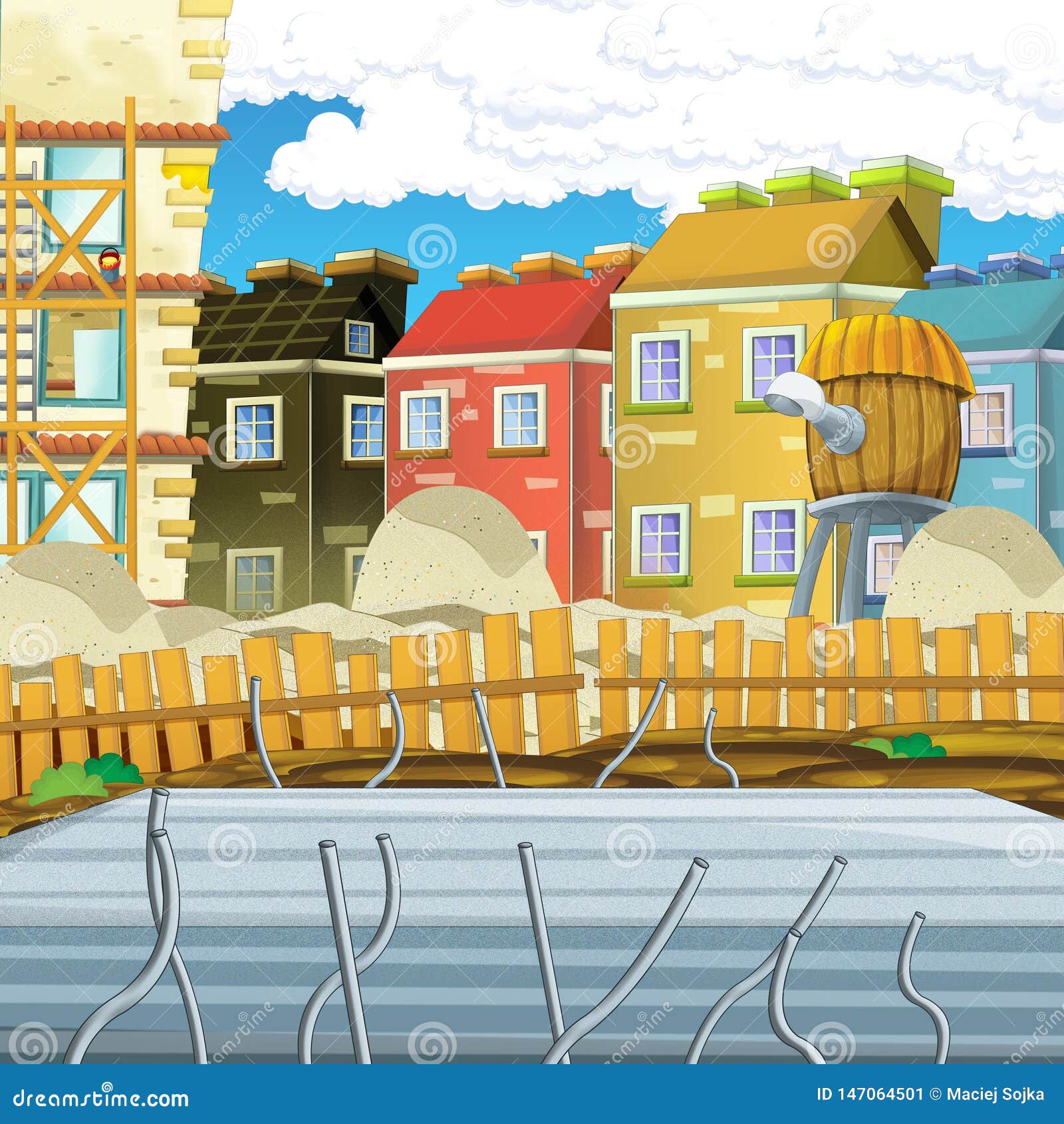 Cartoon Scene of Construction Site for Different Usage Stock ...