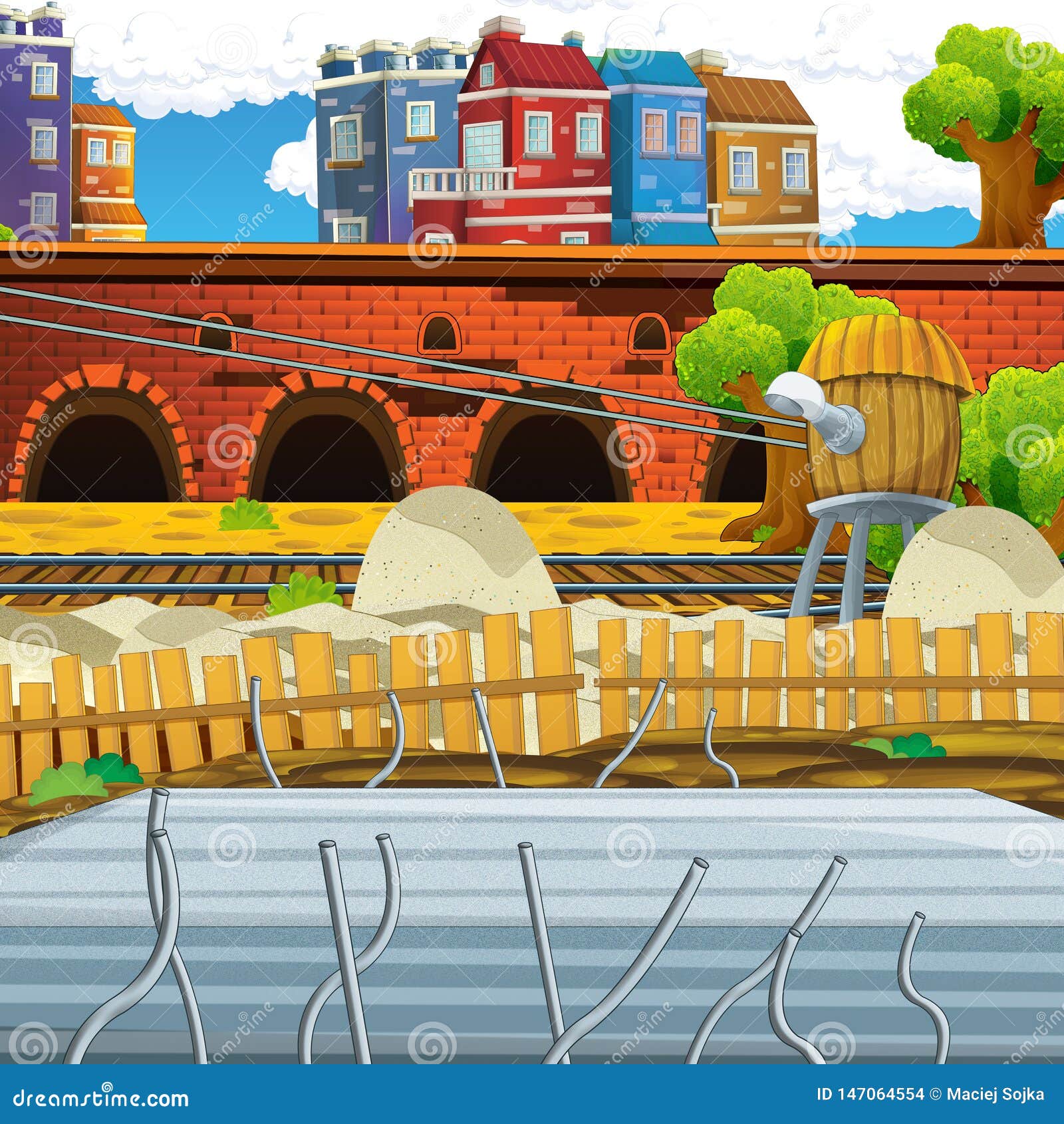 Cartoon Scene of Construction Site for Different Usage Stock ...