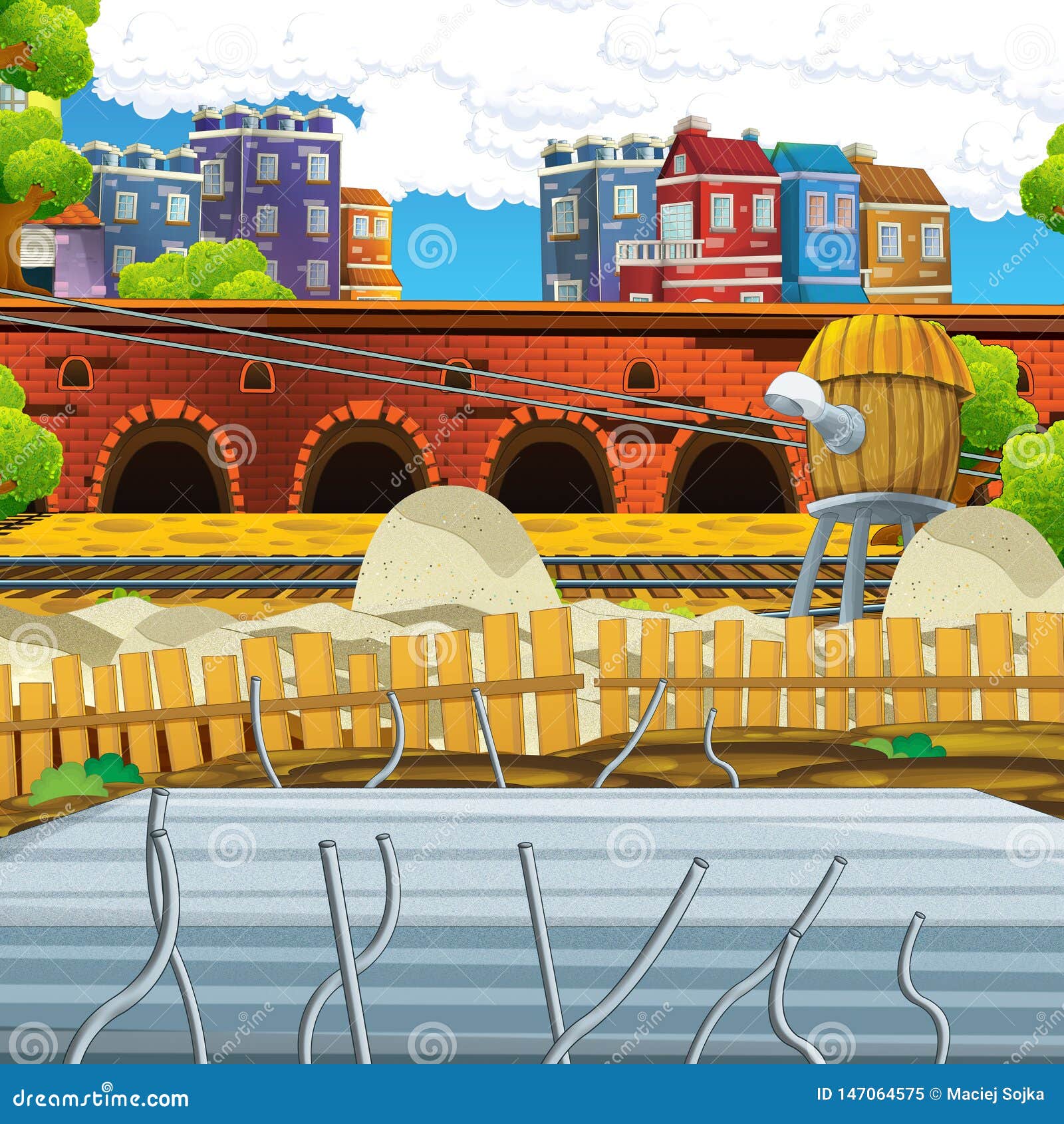 Cartoon Scene of Construction Site for Different Usage Stock ...