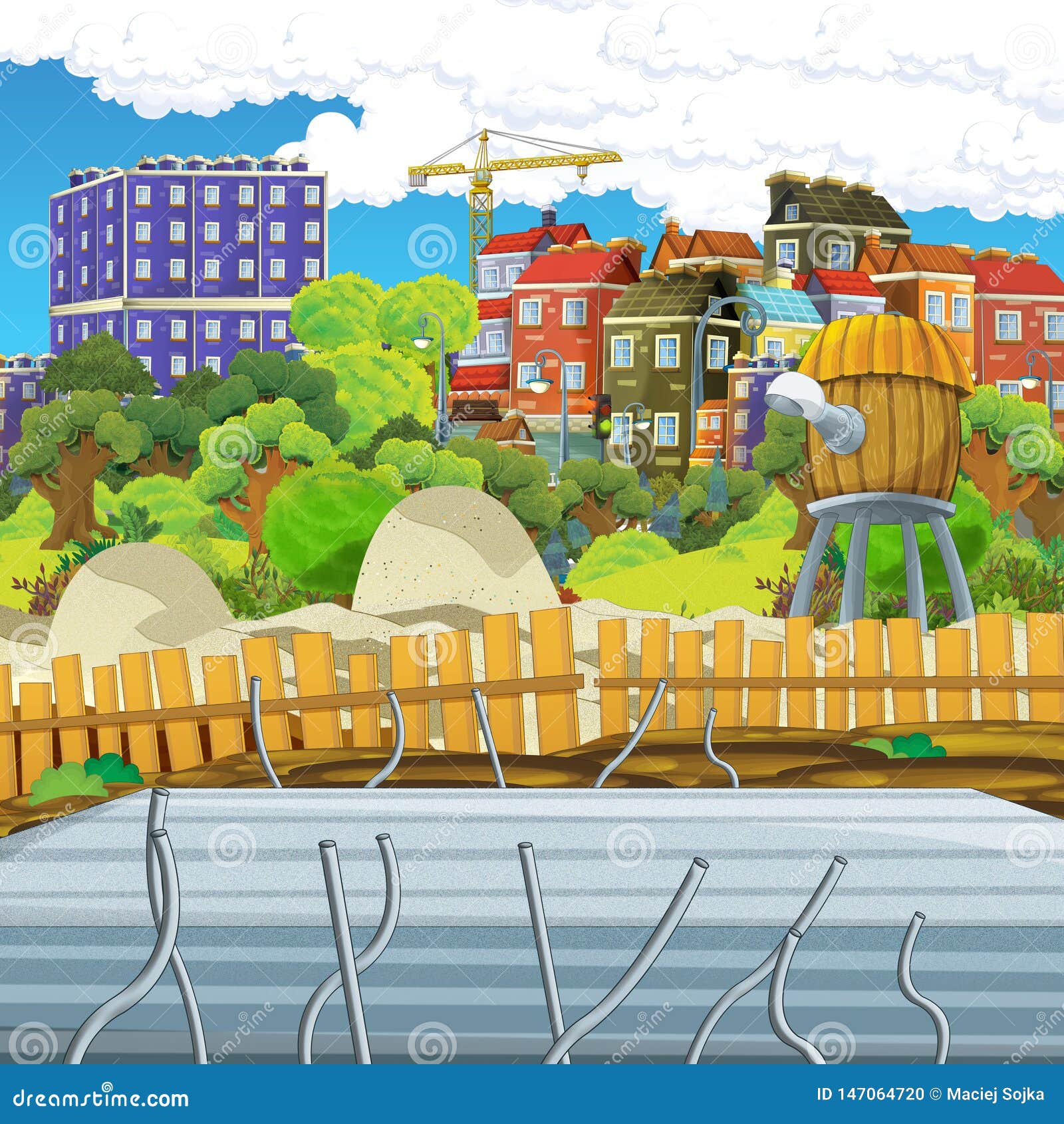 Cartoon Scene of Construction Site for Different Usage Stock ...