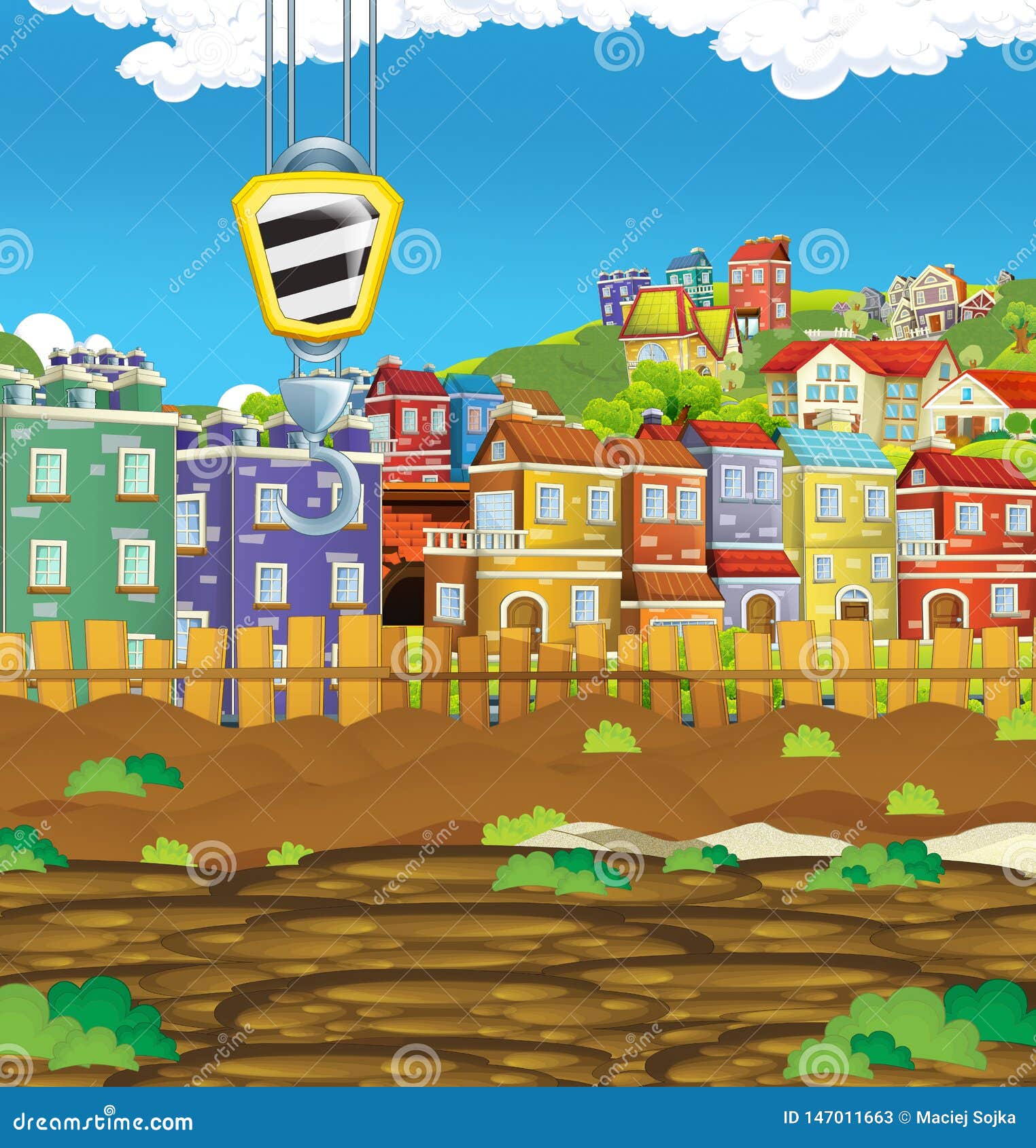 Cartoon Scene of Construction Site for Different Usage Illustration for ...