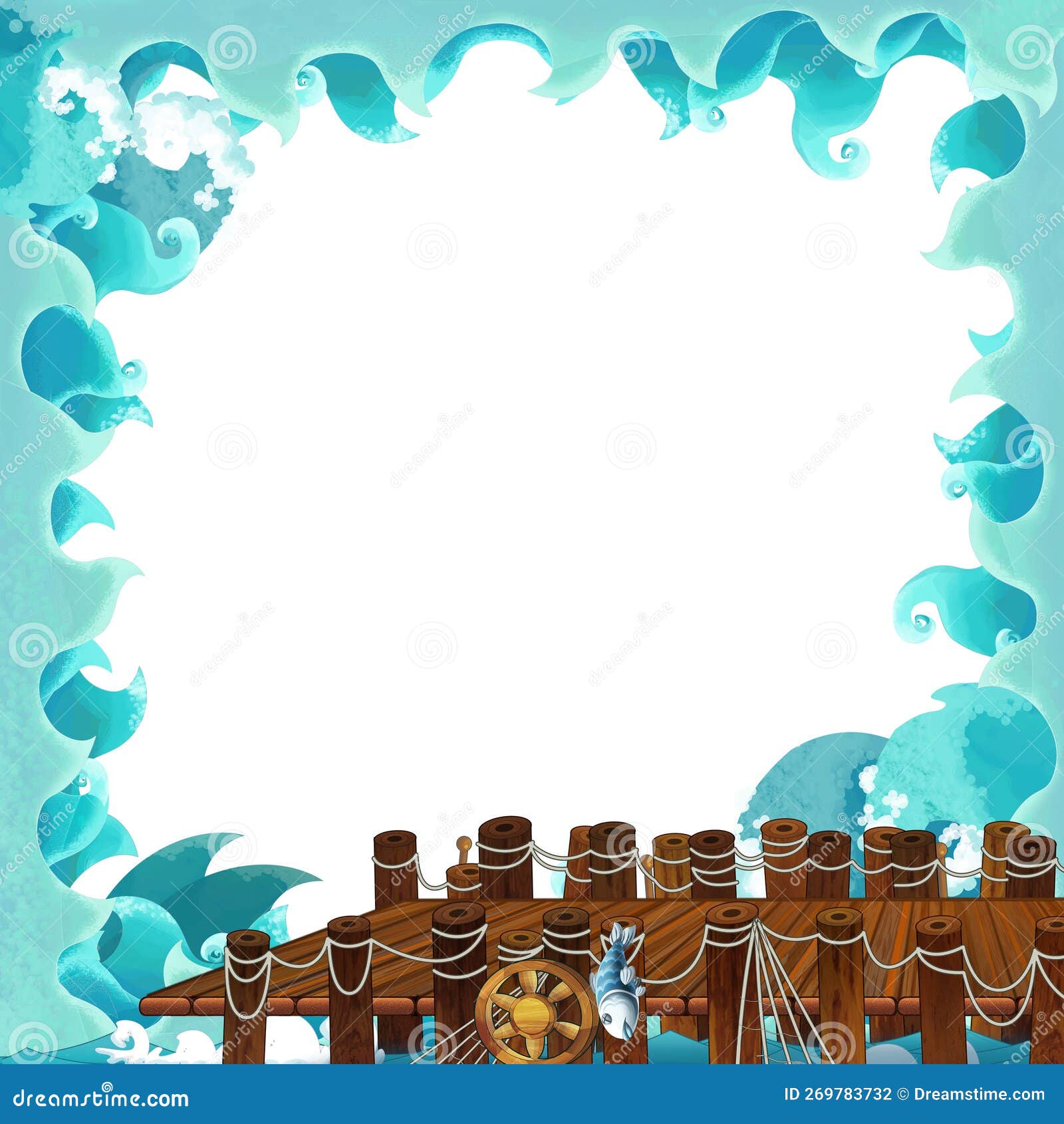 Cartoon Scene with Frame Border Pirate Theme with Space for Text ...