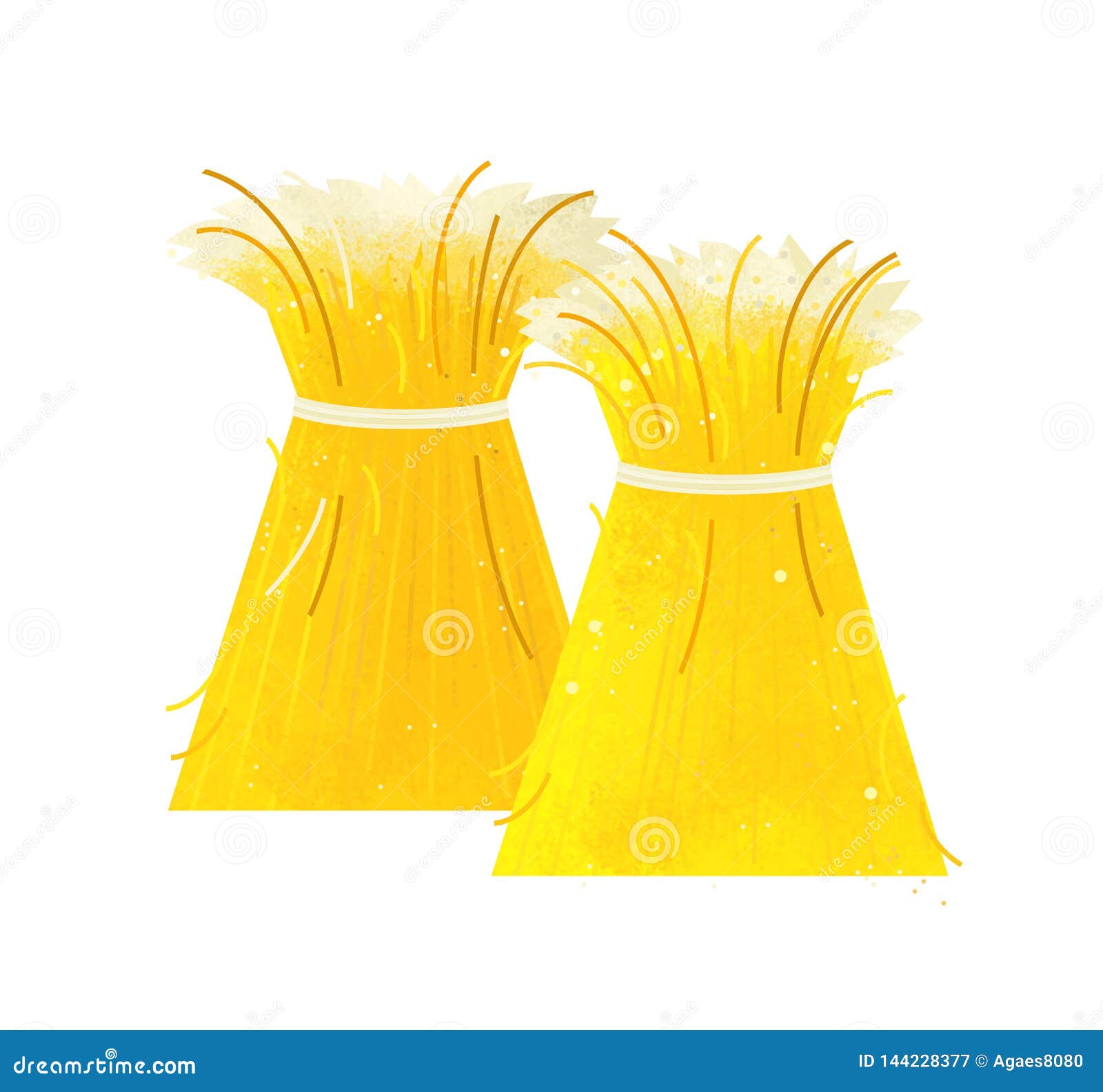 Cartoon Scene with Packed Hay Stack on White Background - Illustration ...