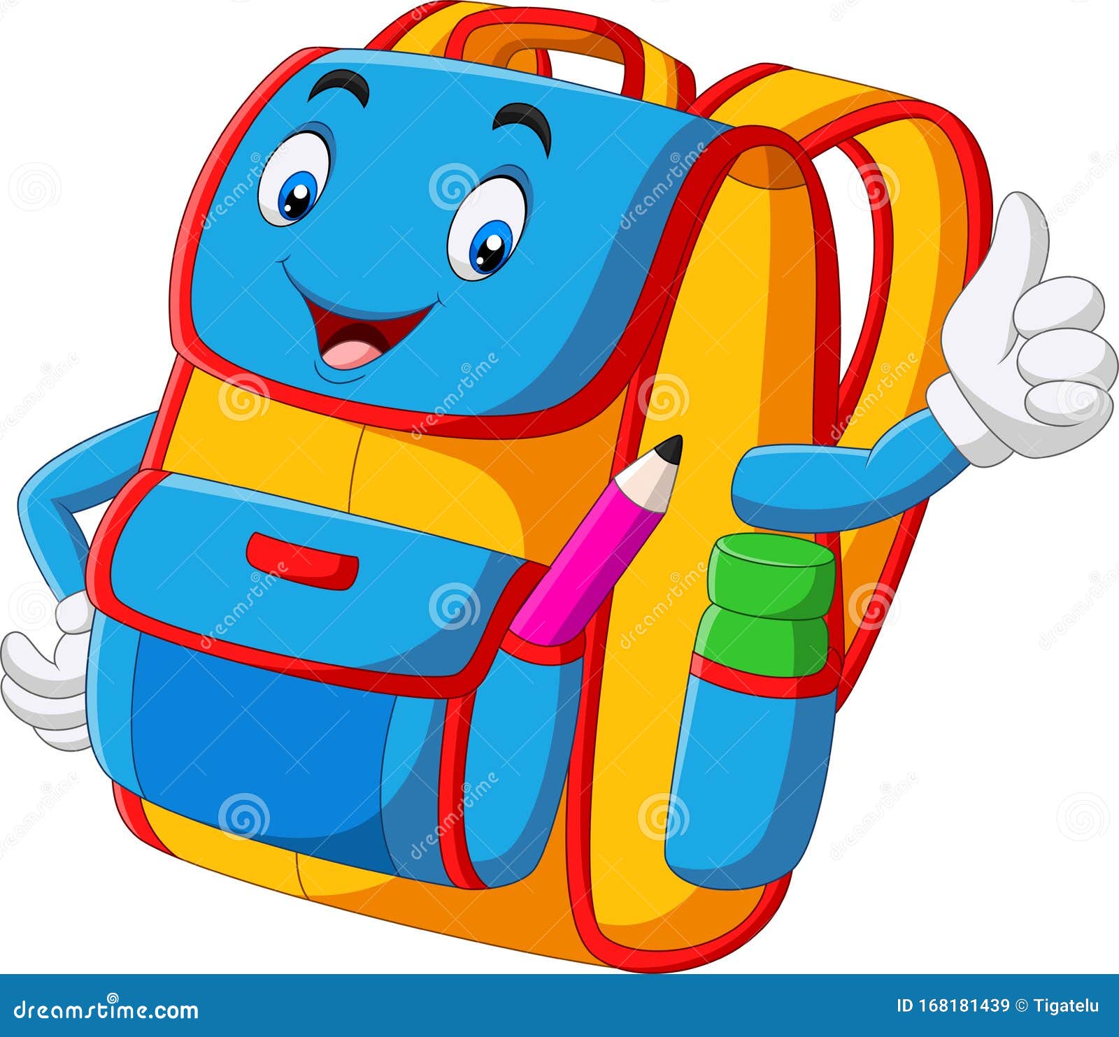 Cartoon School Backpack Giving Thumbs Up Stock Vector - Illustration of ...