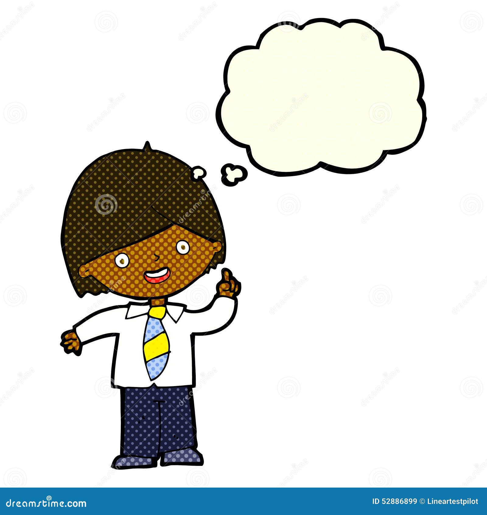 Cartoon School Boy Answering Question with Thought Bubble Stock Illustration - Illustration of ...