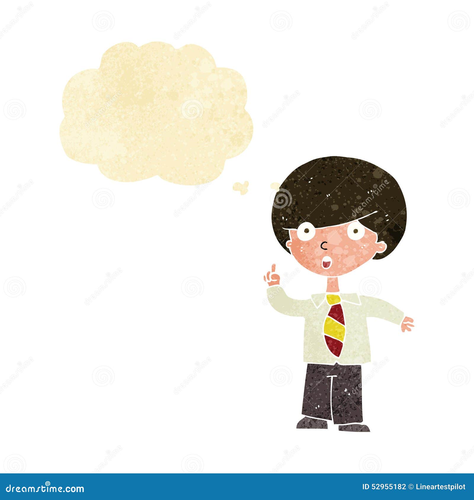 Cartoon School Boy Answering Question with Thought Bubble Stock Illustration - Illustration of ...