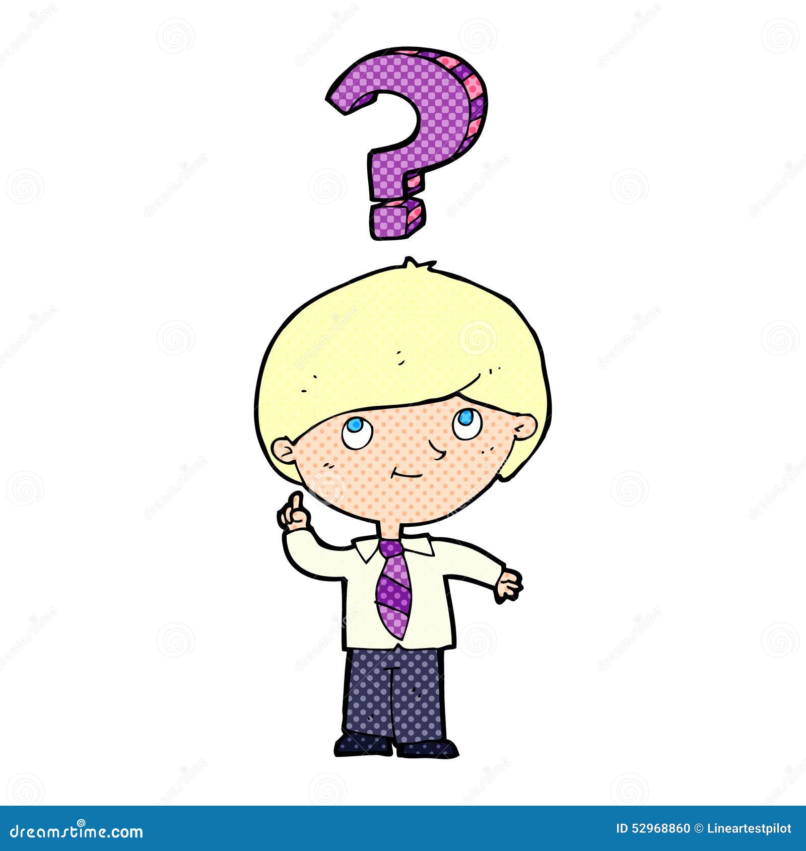 Cartoon School Boy with Question Stock Illustration - Illustration of ...