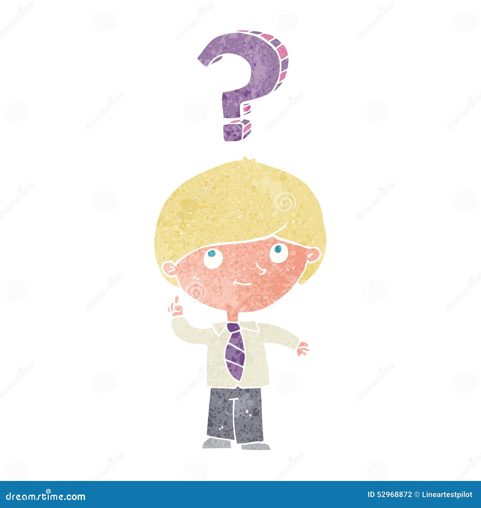 Cartoon School Boy with Question Stock Illustration - Illustration of ...