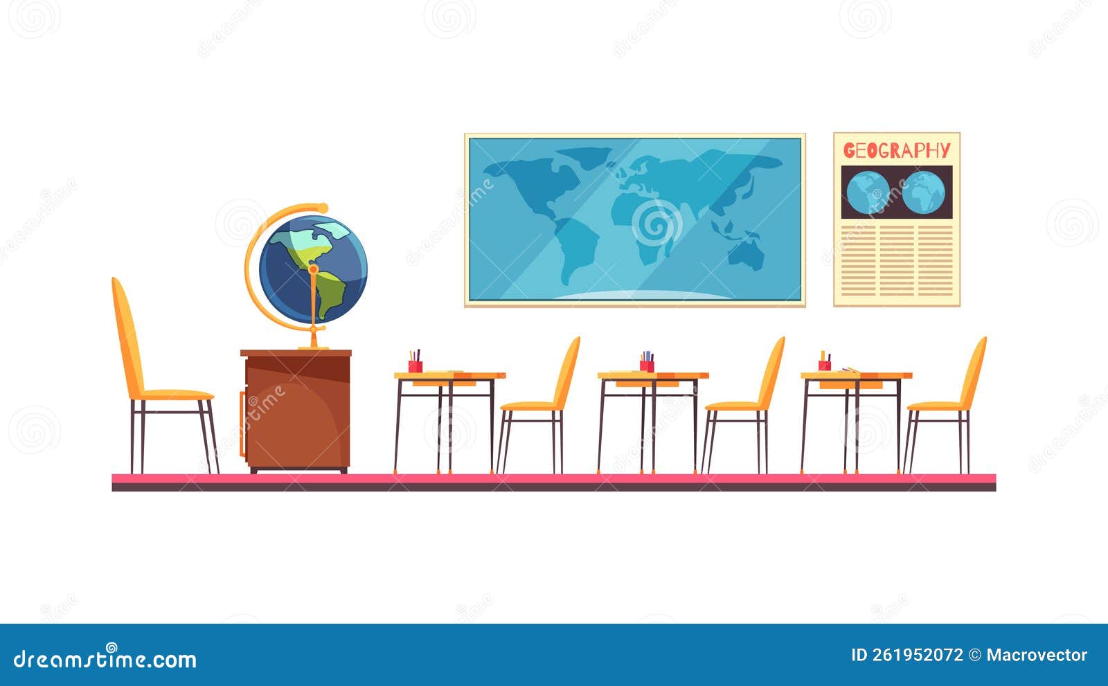 Cartoon School Classroom stock illustration. Illustration of interior ...