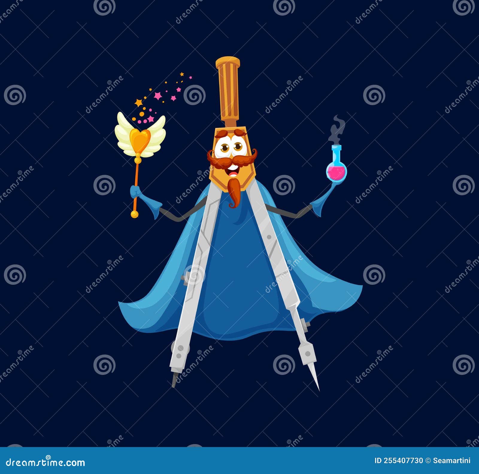 Cartoon School Compass Pair Mage, Wizard, Warlock Stock Vector ...