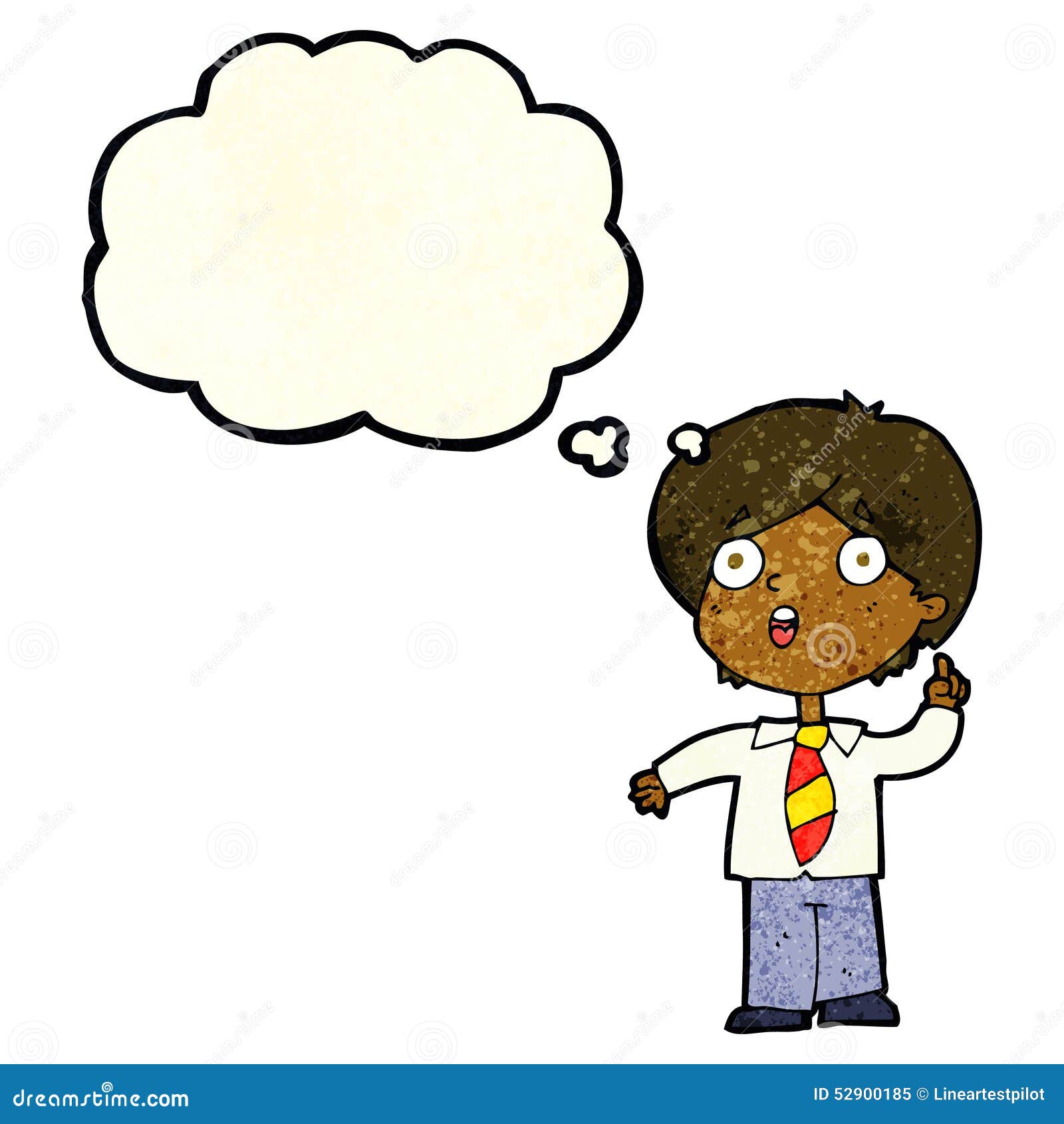 Cartoon Schoolboy Answering Question with Thought Bubble Stock Illustration - Illustration of ...