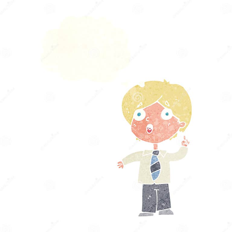 Cartoon Schoolboy Answering Question with Thought Bubble Stock Illustration - Illustration of ...