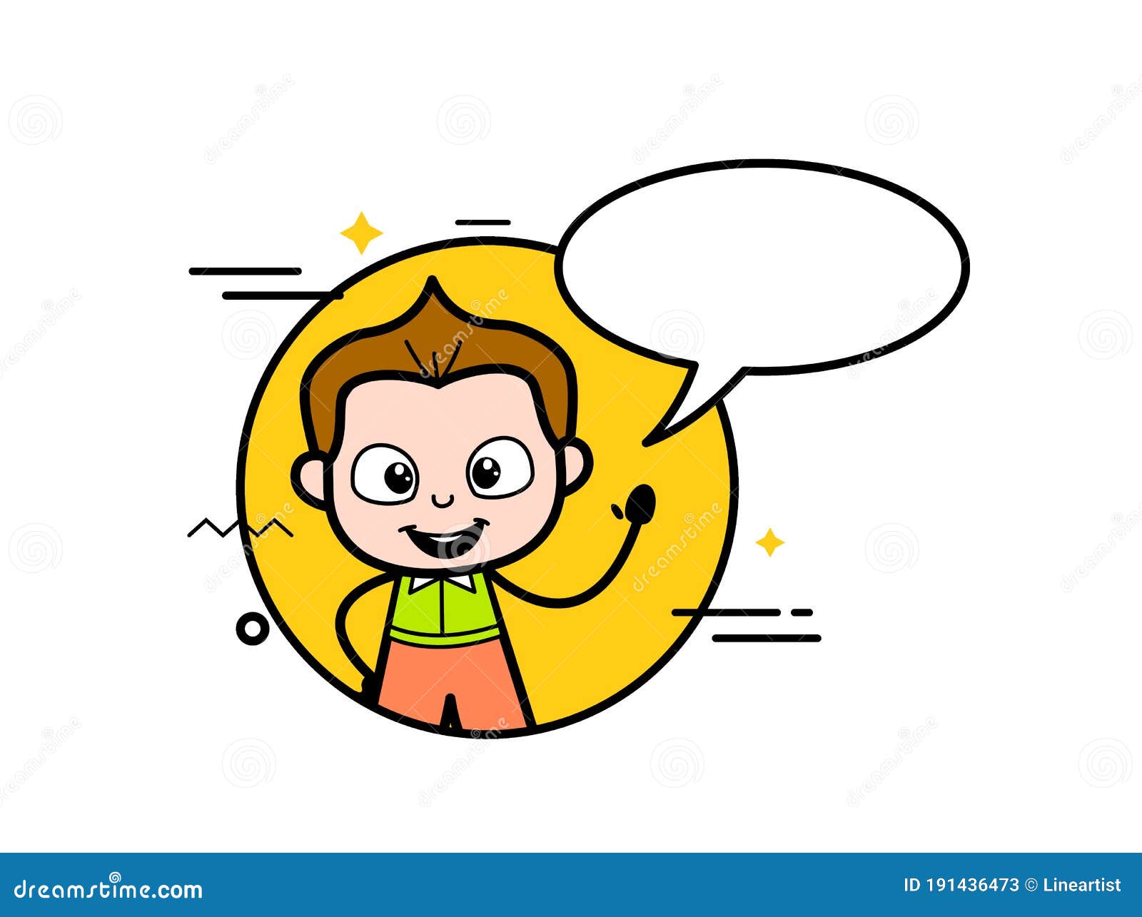 Cartoon Schoolboy with Chat Bubble Stock Illustration - Illustration of ...