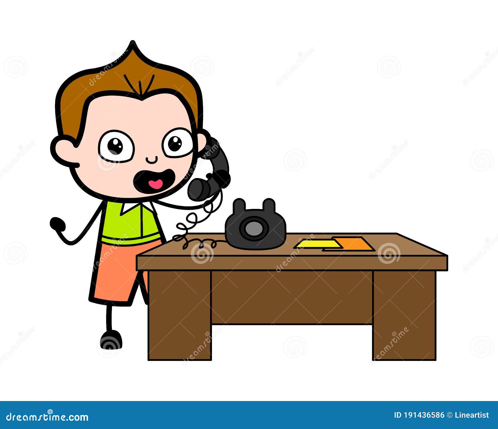 Cartoon Schoolboy Talking on Phone Stock Illustration - Illustration of ...