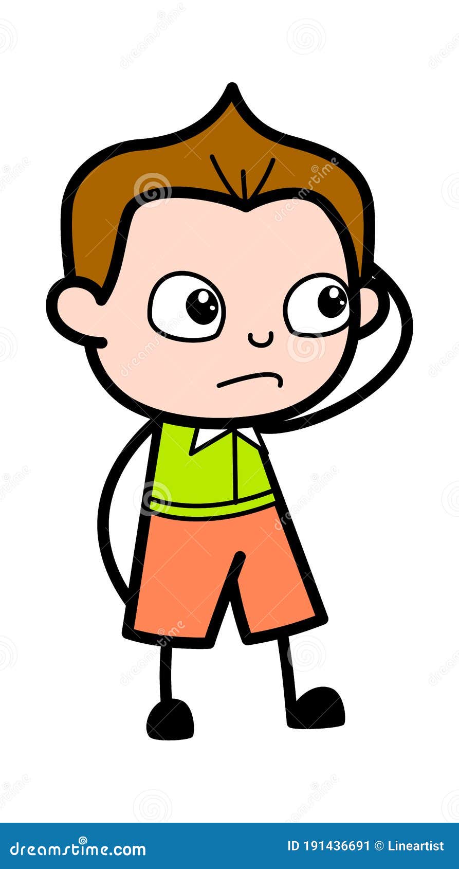 Cartoon Schoolboy Thinking in Confusion Stock Illustration ...