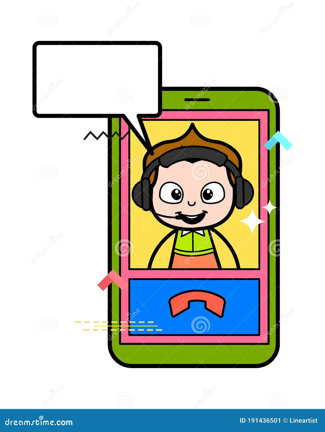 Cartoon Schoolboy Video Calling on Mobile Stock Illustration ...