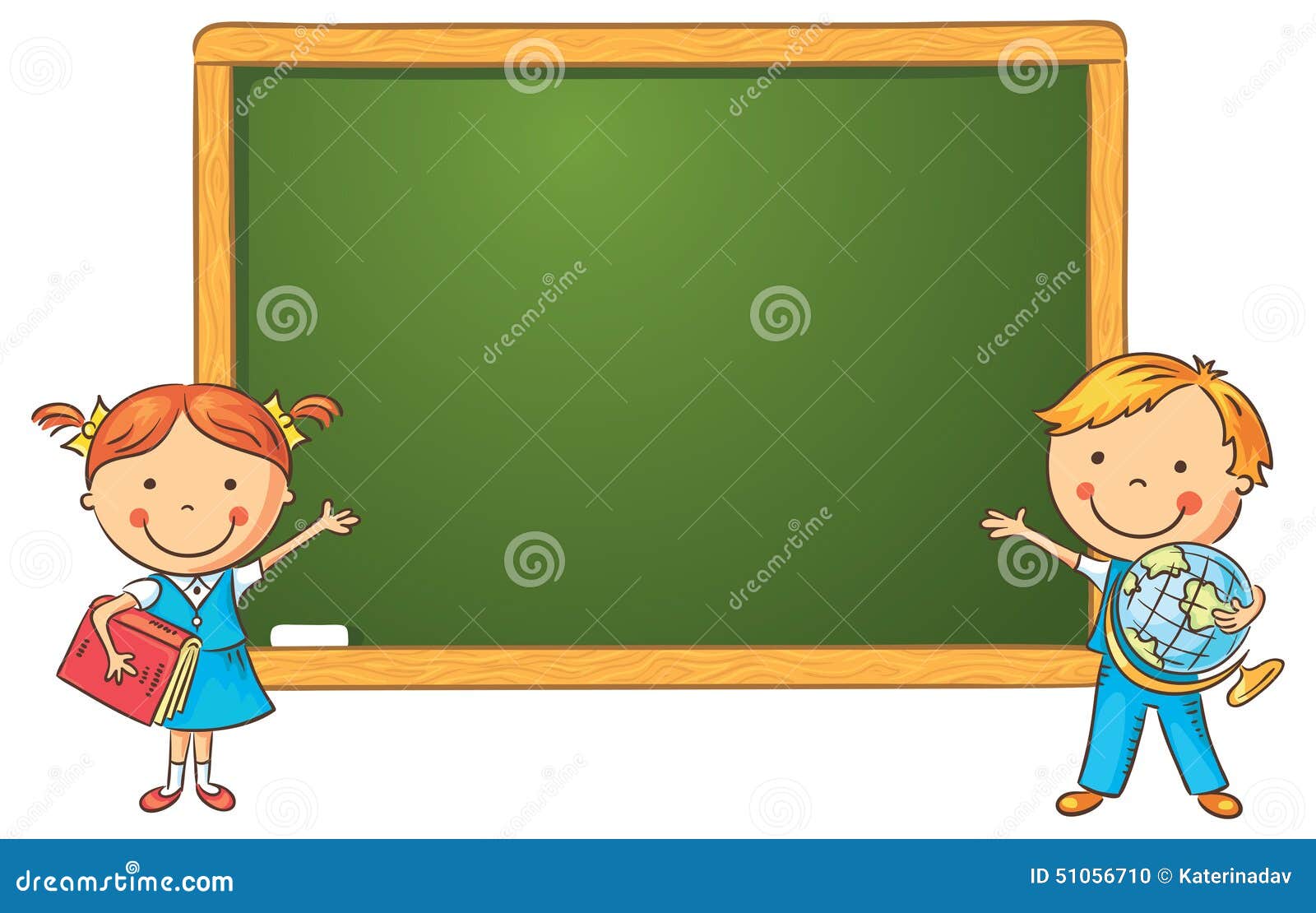 Cartoon Schoolchildren at the Blackboard Stock Vector - Illustration of ...