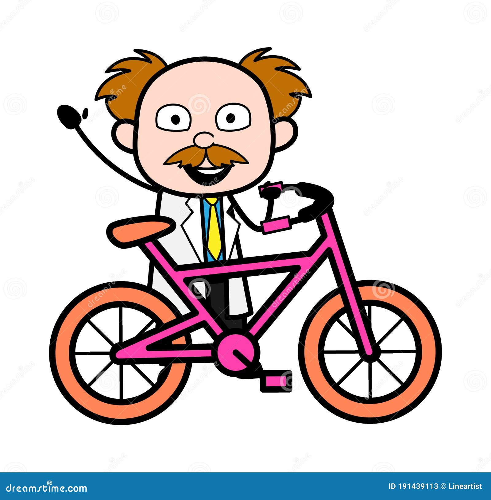 Cartoon Scientist with Bicycle Stock Illustration - Illustration of ...