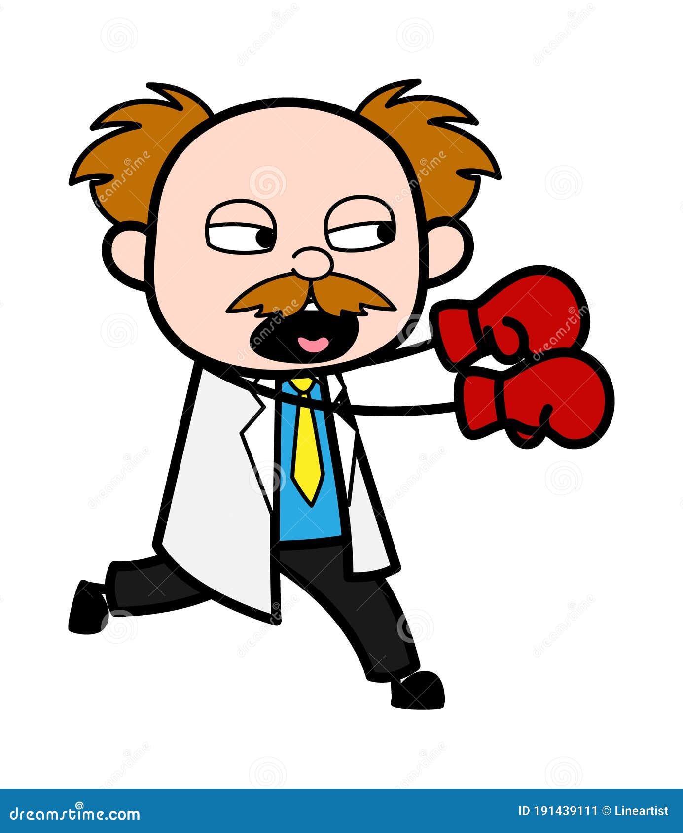 Cartoon Scientist Boxing stock illustration. Illustration of design ...