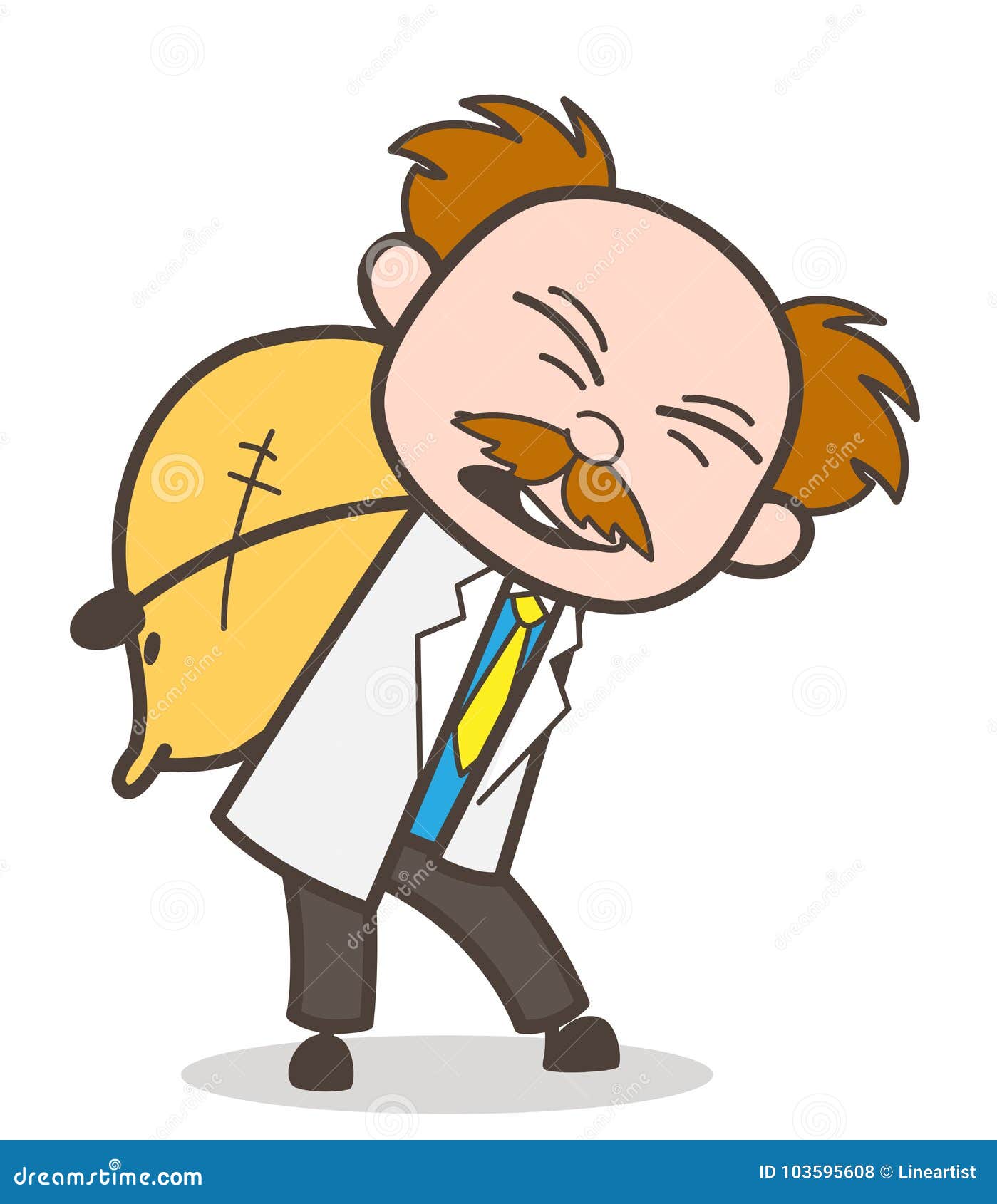 Cartoon Scientist Carrying so Much Burden Vector Concept Stock ...