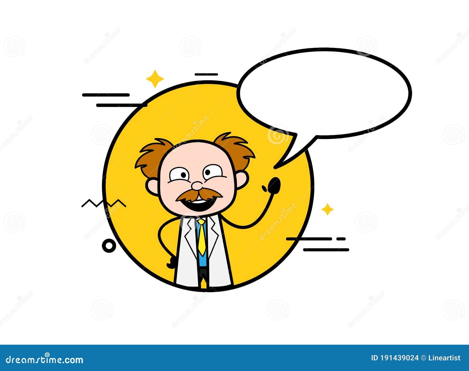 Cartoon Scientist with Chat Bubble Stock Illustration - Illustration of ...
