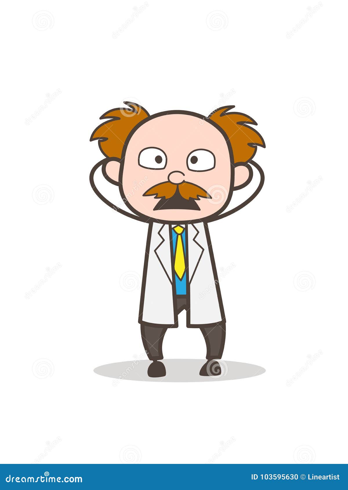 Cartoon Scientist Fearful Face Expression Vector Stock Illustration ...