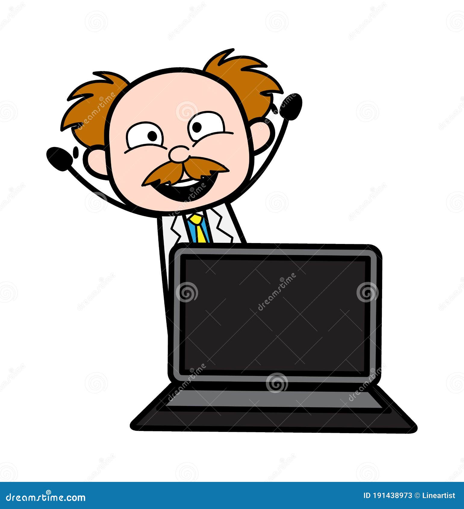 Cartoon Scientist with Laptop Stock Illustration - Illustration of ...