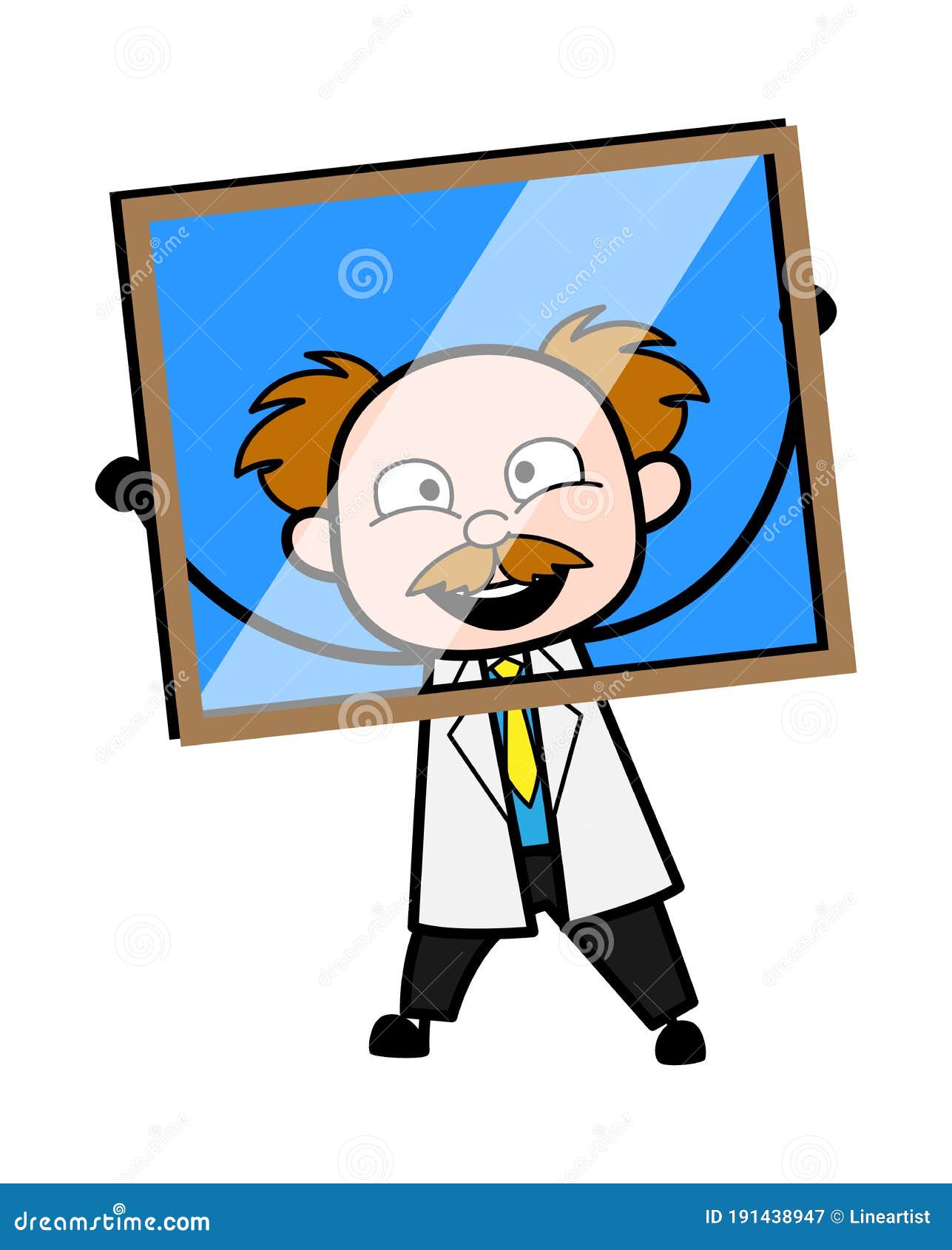 Cartoon Scientist Looking from Glass Frame Stock Illustration ...
