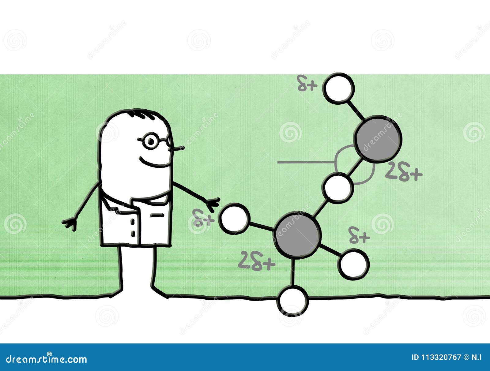 Cartoon Scientist with Molecule Stock Illustration - Illustration of ...