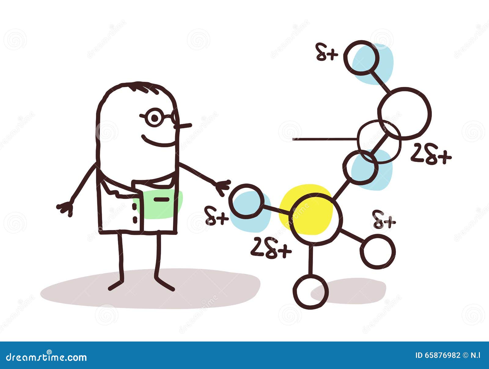 Cartoon Scientist with Molecule Stock Vector - Illustration of ...