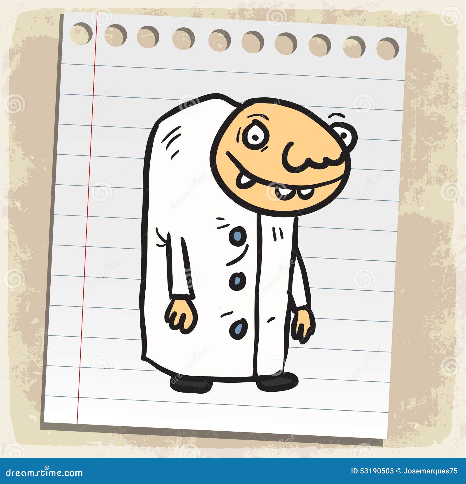 Cartoon Scientist on Paper Note, Vector Illustration Stock Vector ...