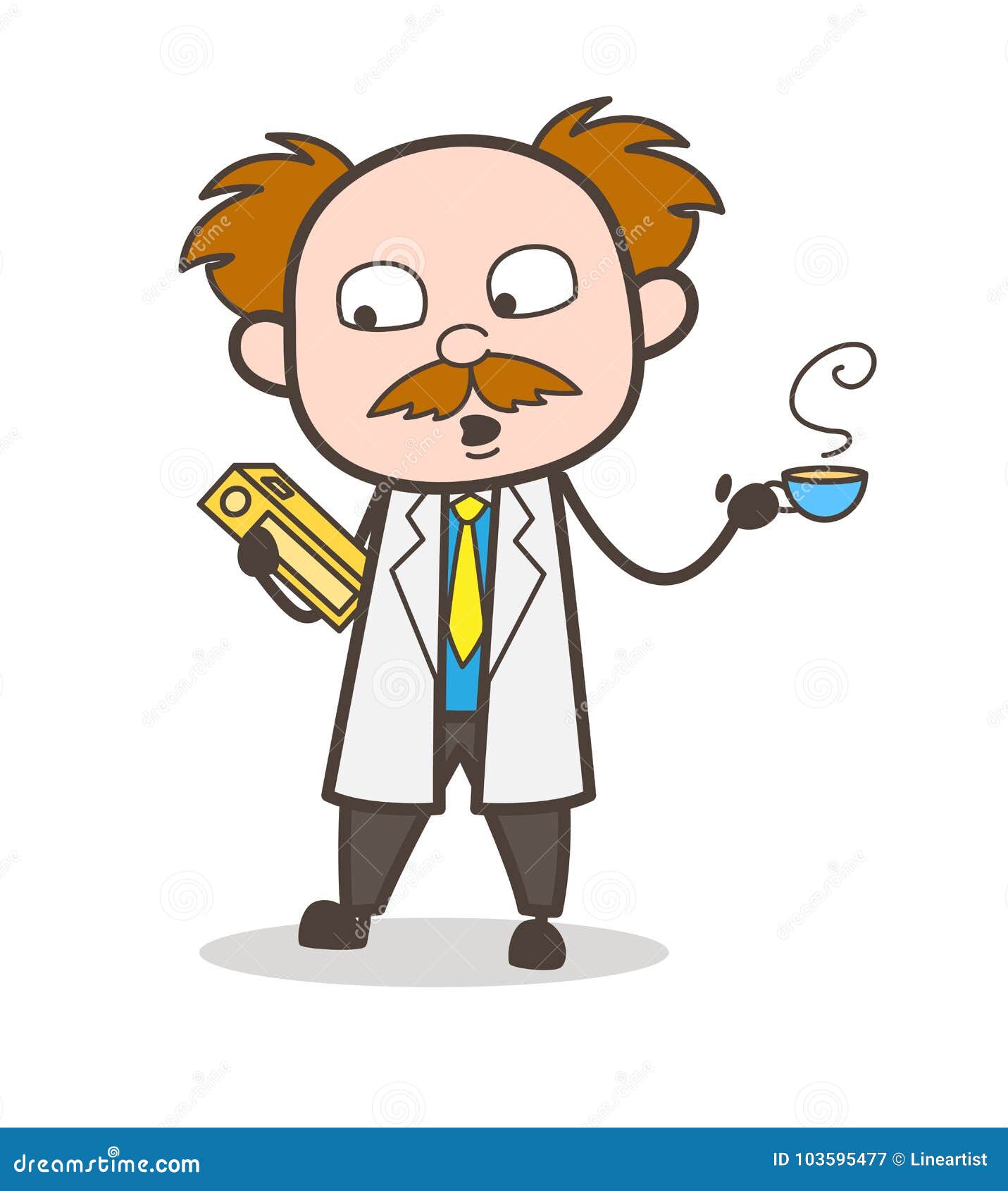 Cartoon Scientist Reading Tips in Break-time Vector Concept Stock ...