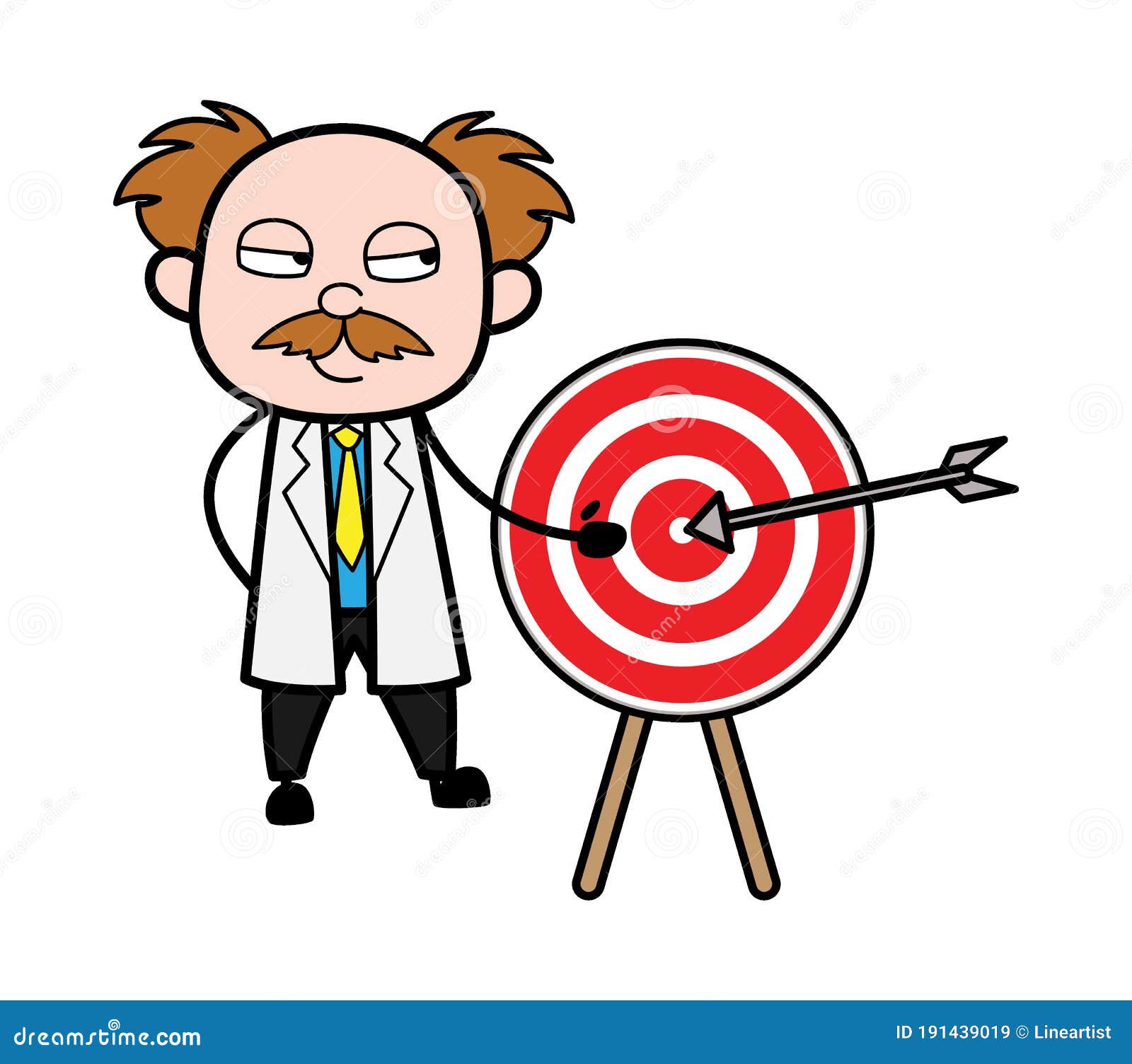 Cartoon Scientist Showing Dart-board Goal Stock Illustration ...