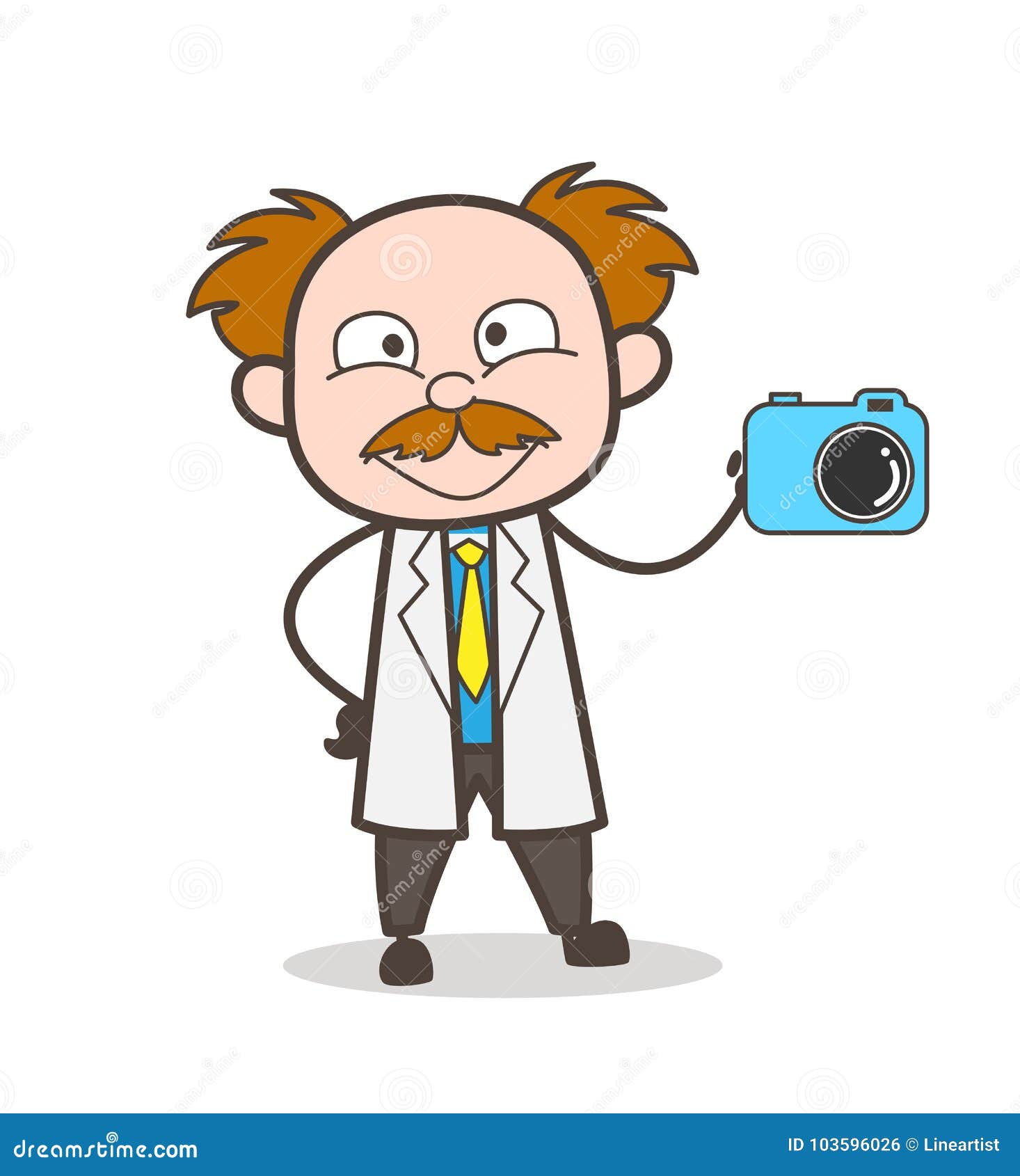 Cartoon Scientist Showing New Modern Camera Vector Stock Illustration ...