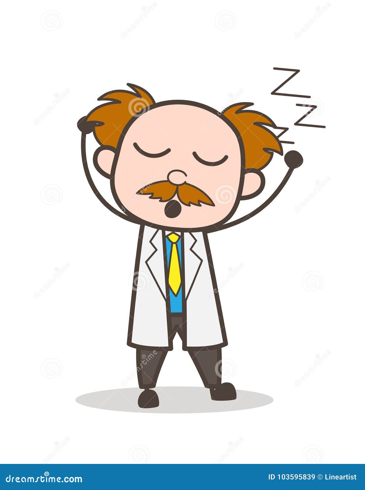 Cartoon Scientist Sleeping Expression Vector Illustration Stock ...