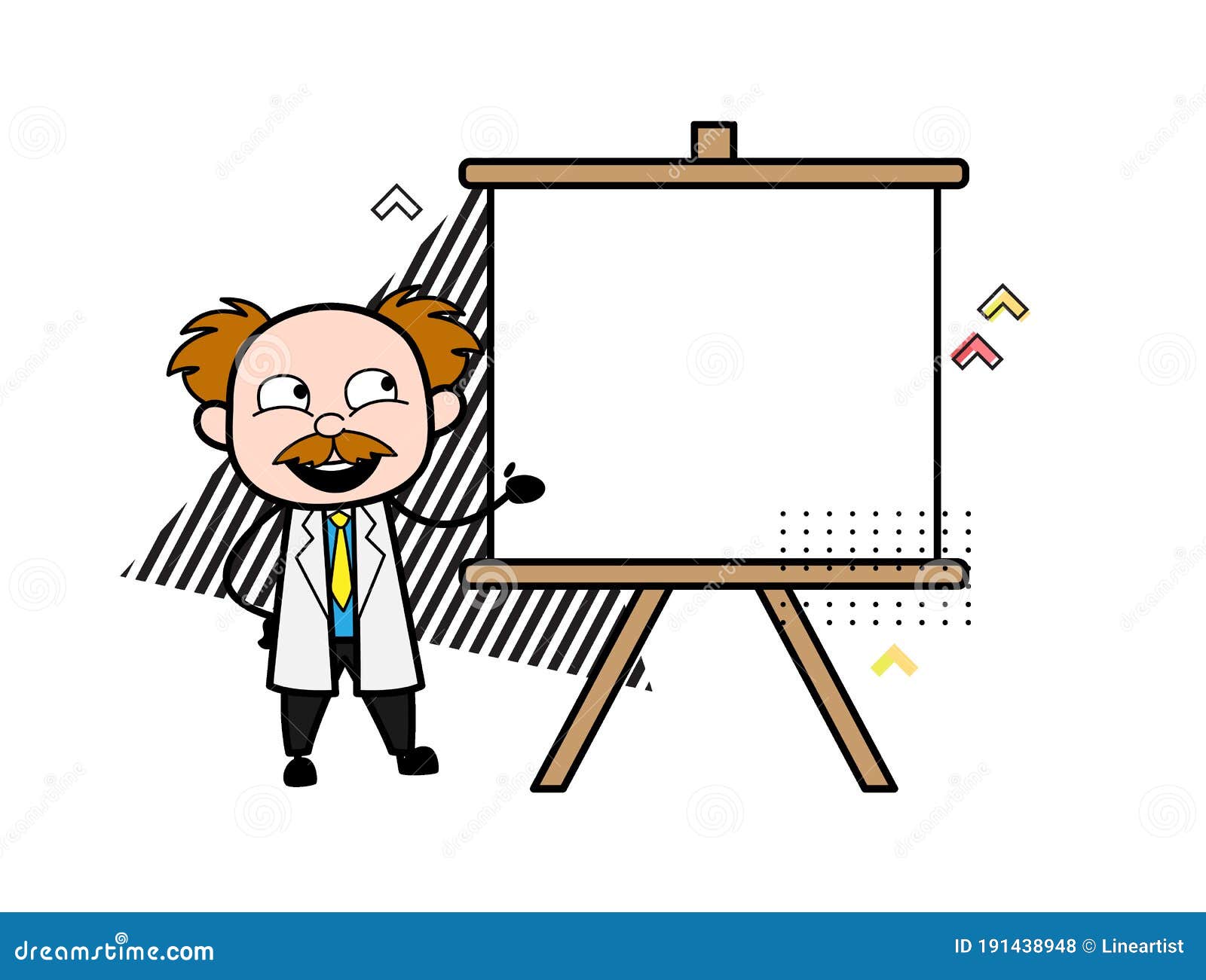 Cartoon Scientist with Slide Board Stock Illustration - Illustration of ...