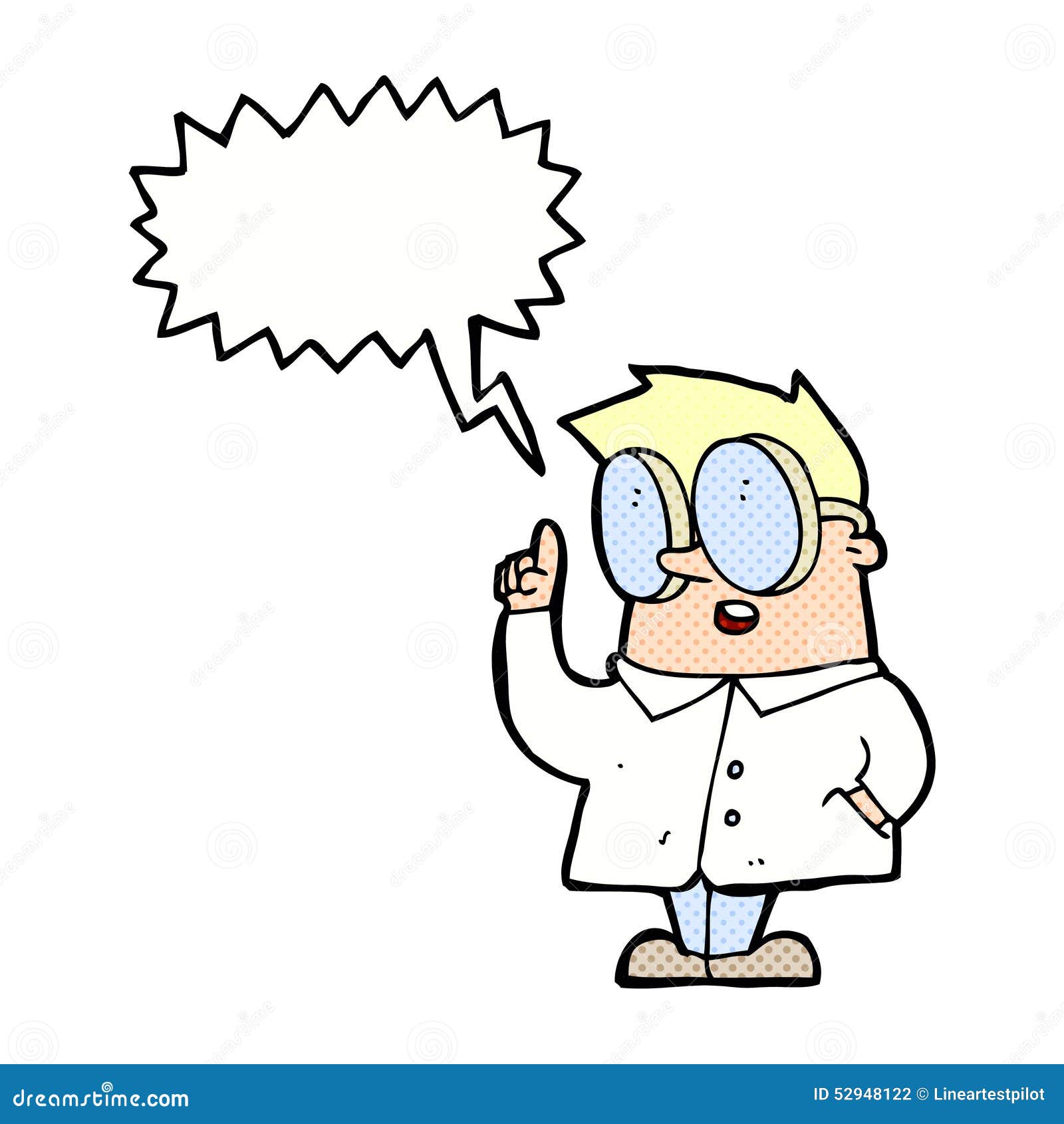 Cartoon Scientist with Speech Bubble Stock Illustration - Illustration ...