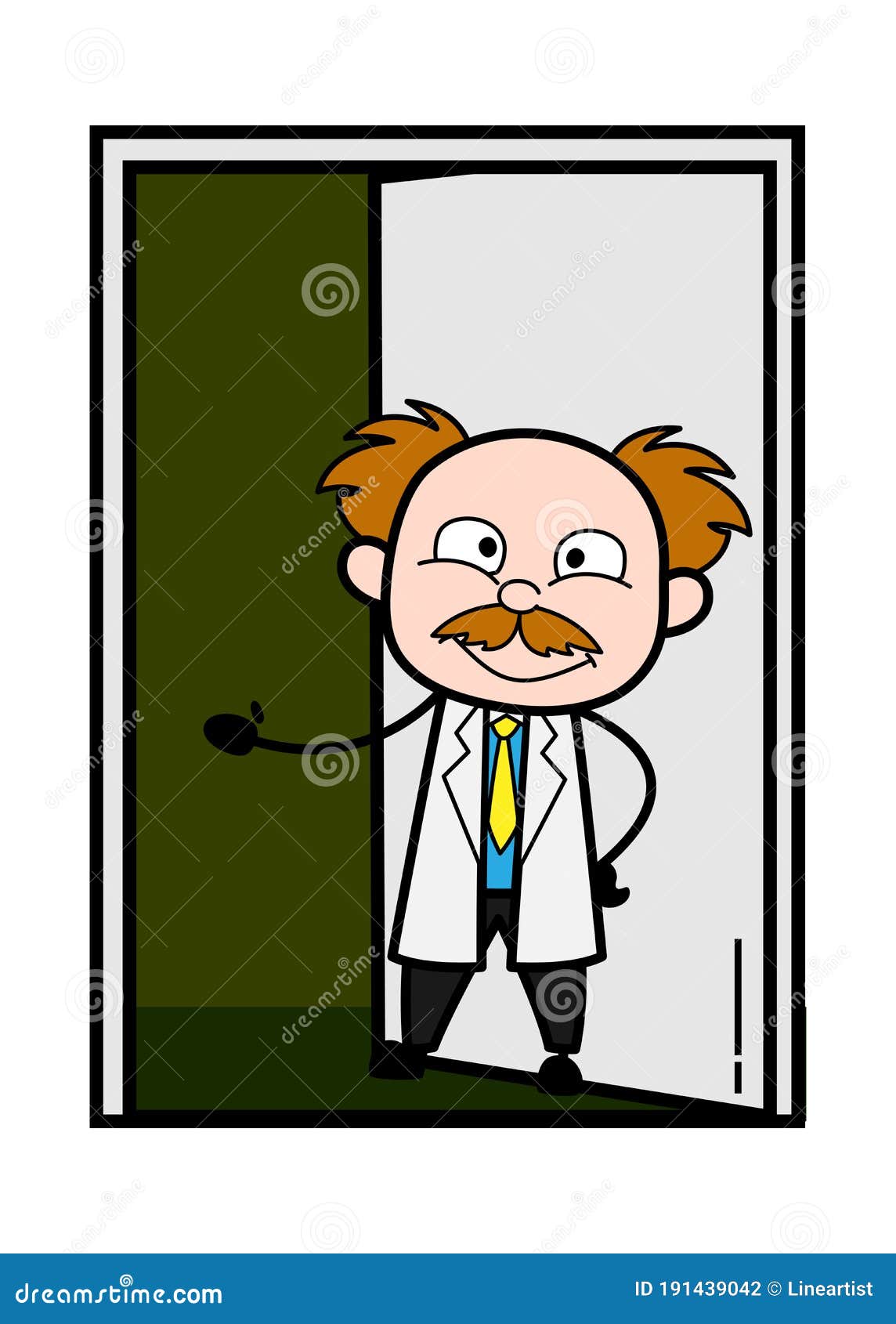 Cartoon Scientist Standing at Door Stock Illustration - Illustration of ...