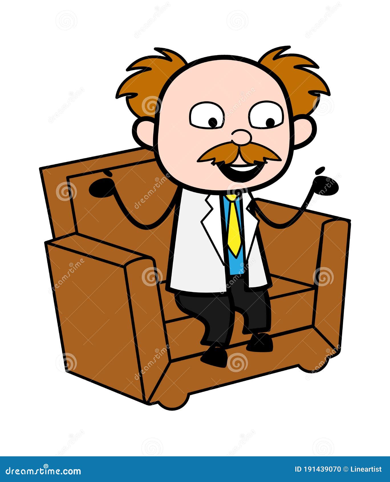 Cartoon Scientist Talking on Sofa Stock Illustration - Illustration of ...