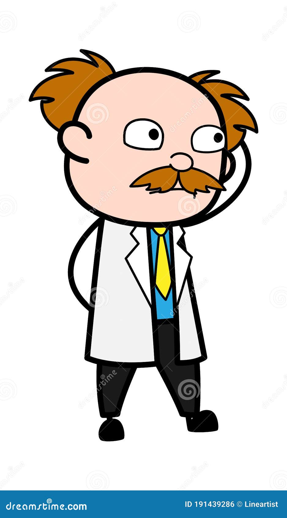 Cartoon Scientist Thinking in Confusion Stock Illustration ...