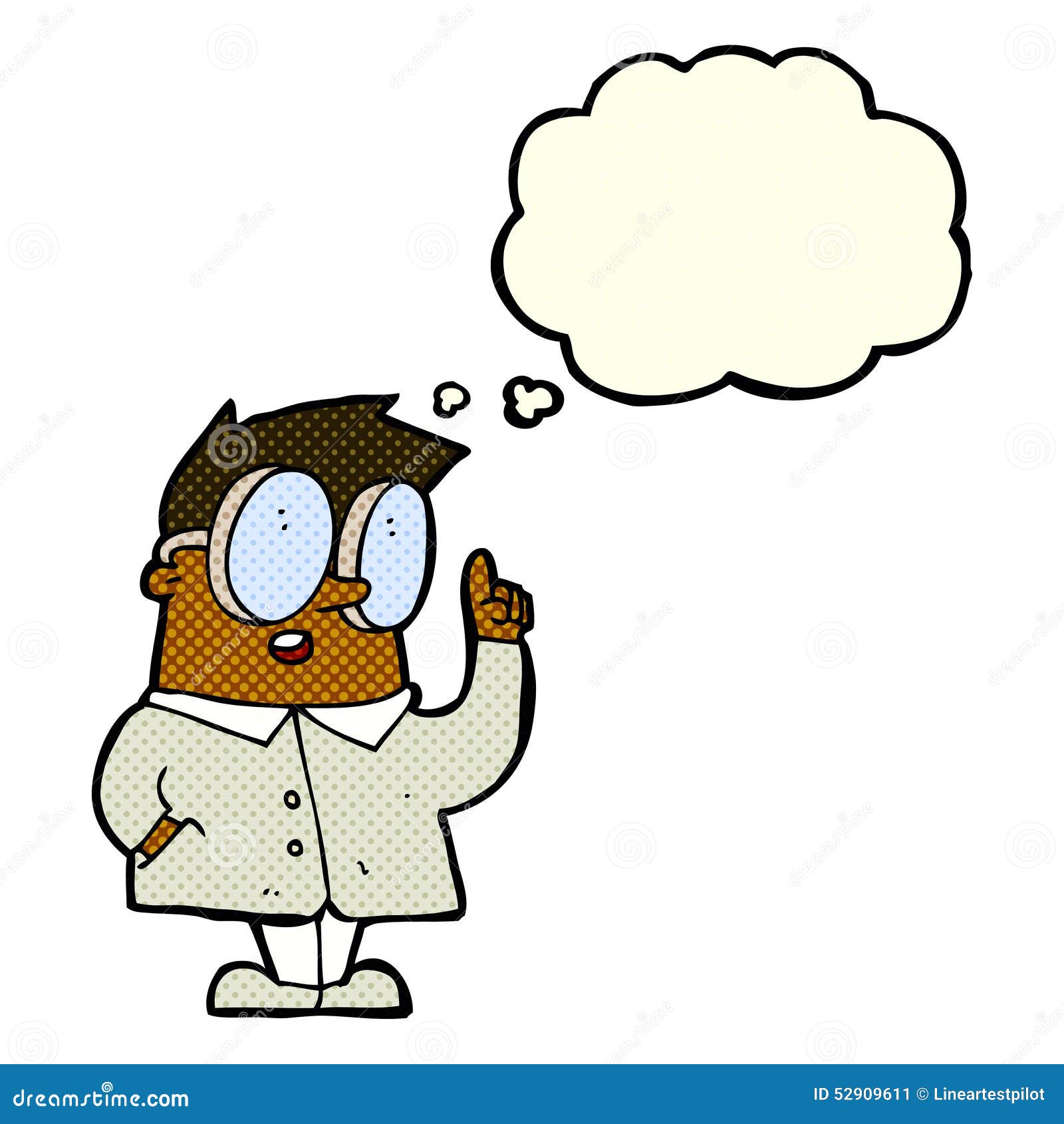 Cartoon Scientist with Thought Bubble Stock Illustration - Illustration ...