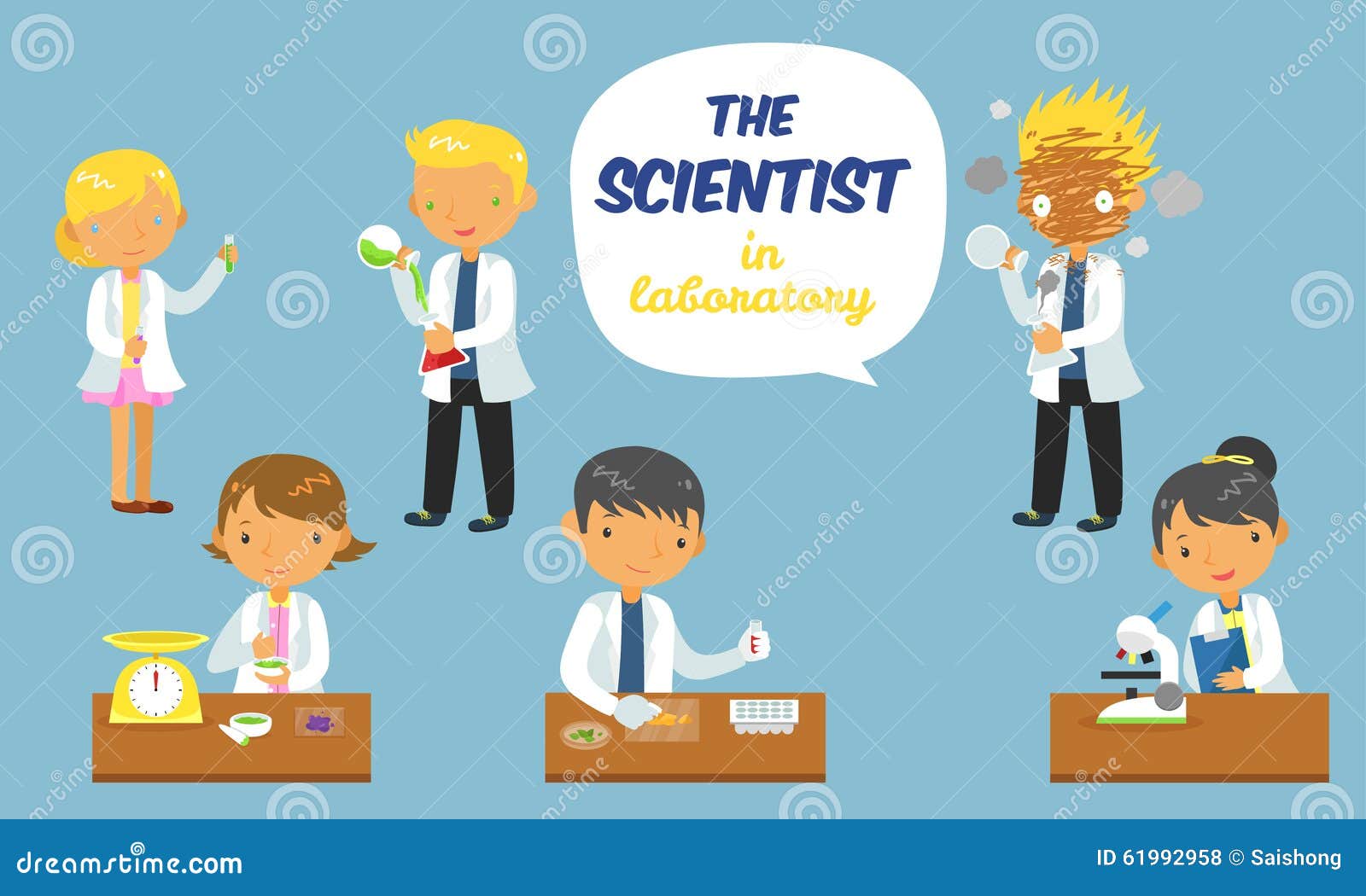 Cartoon Scientists Set in Laboratory Stock Vector - Illustration of ...
