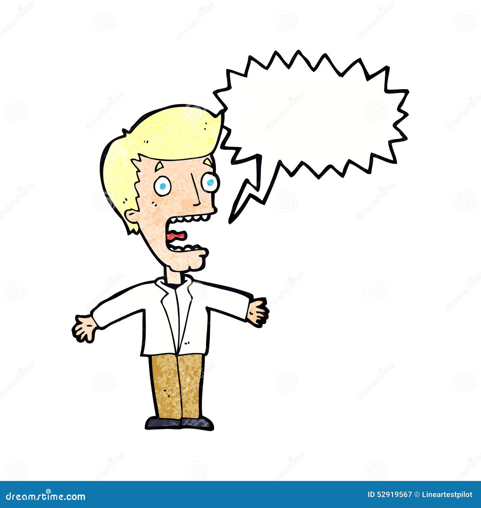 Cartoon Screaming Man with Speech Bubble Stock Illustration ...
