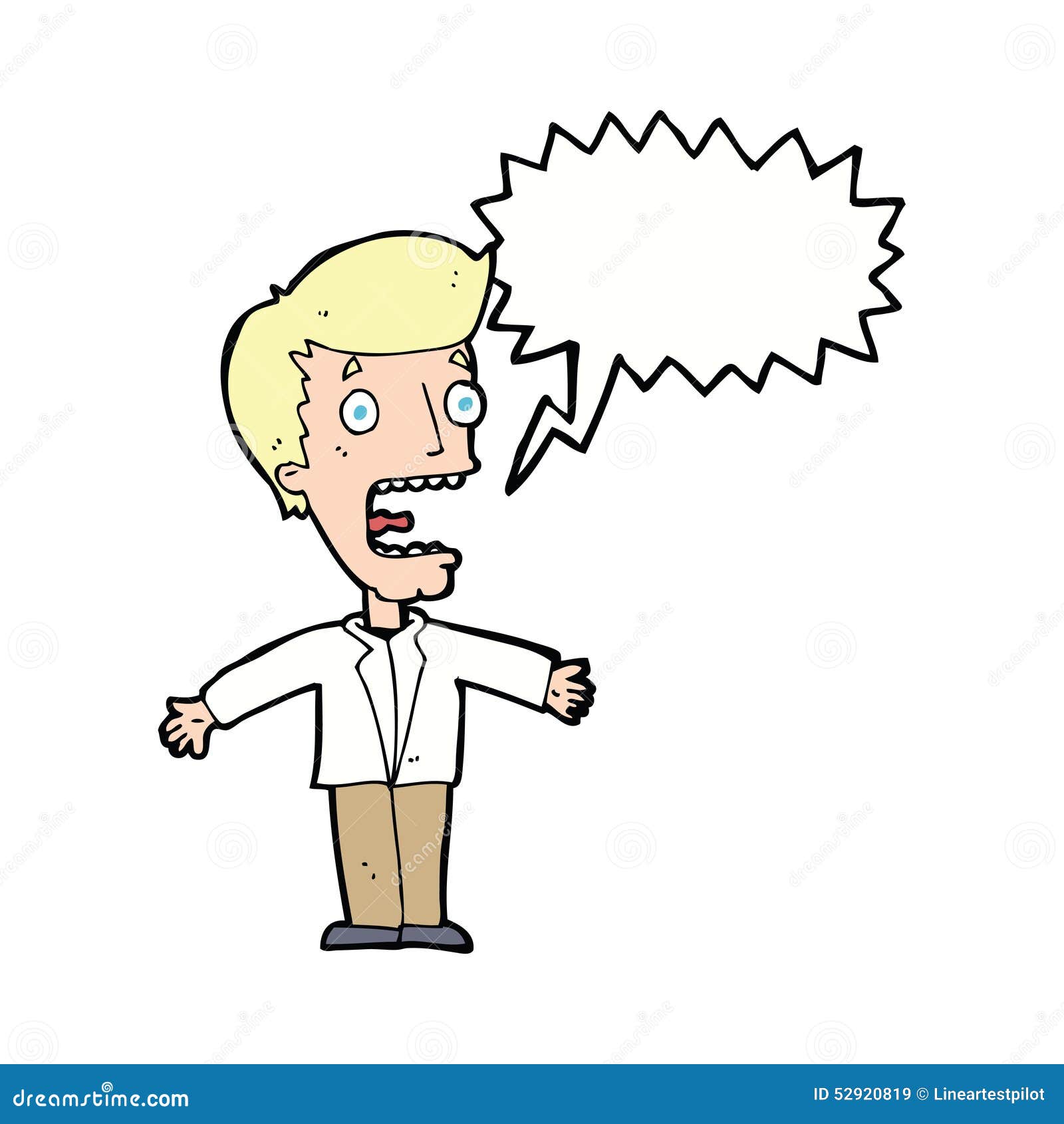 Cartoon Screaming Man with Speech Bubble Stock Illustration ...