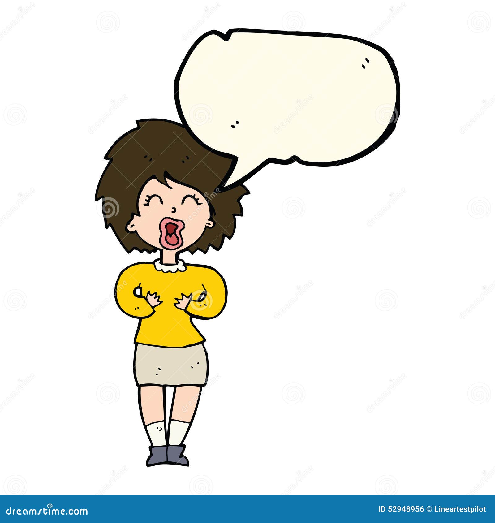 Cartoon Screaming Woman with Speech Bubble Stock Illustration ...